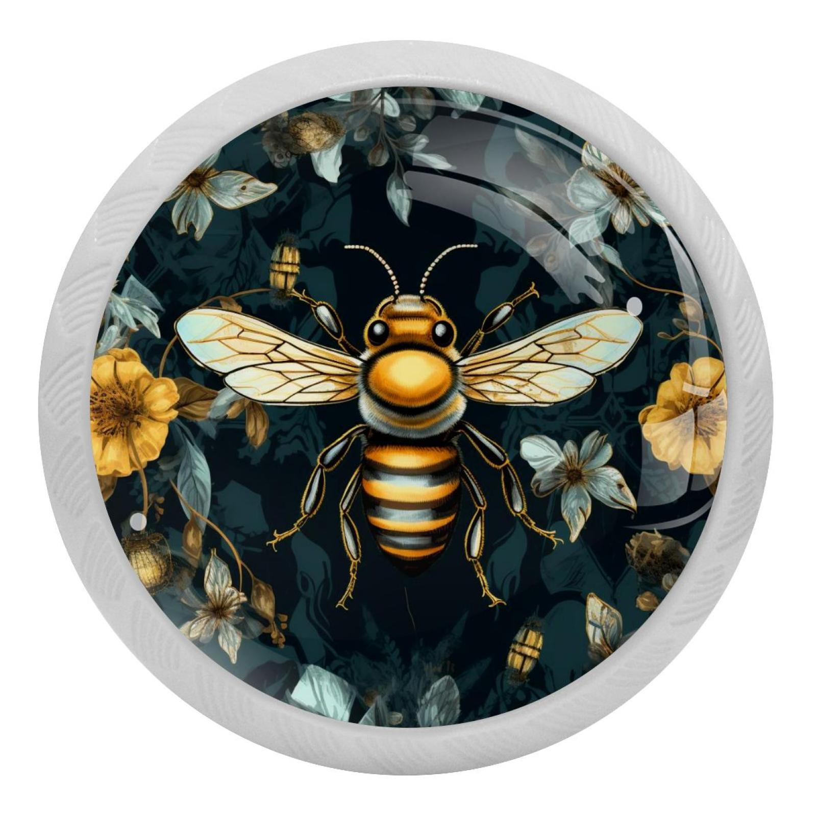 Bee Fluorescent Drawer Pulls with Screws: Round 4-Pack Glow-in-the-Dark ...