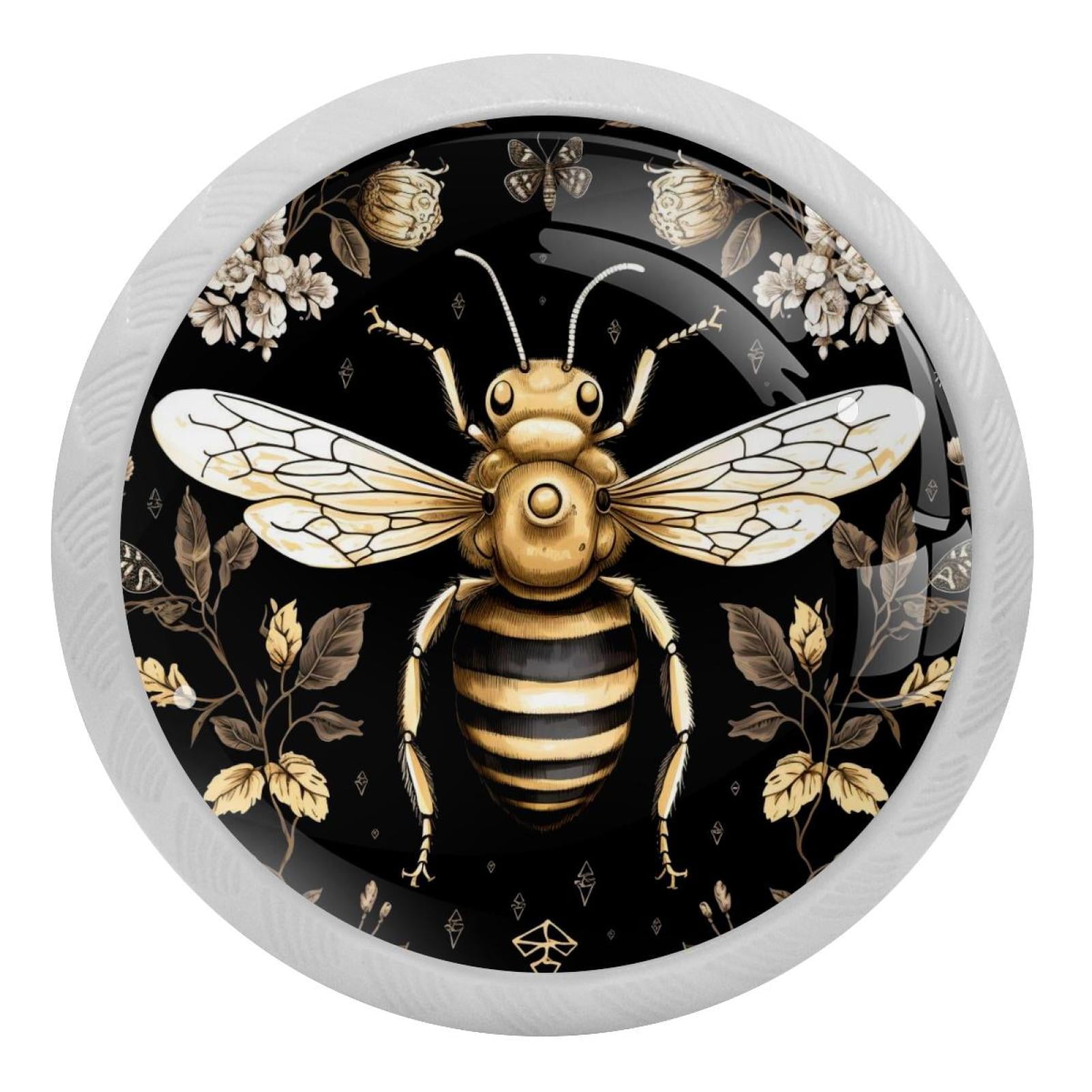 Bee Fluorescent Drawer Pulls with Screws: Round 4-Pack Glow-in-the-Dark ...