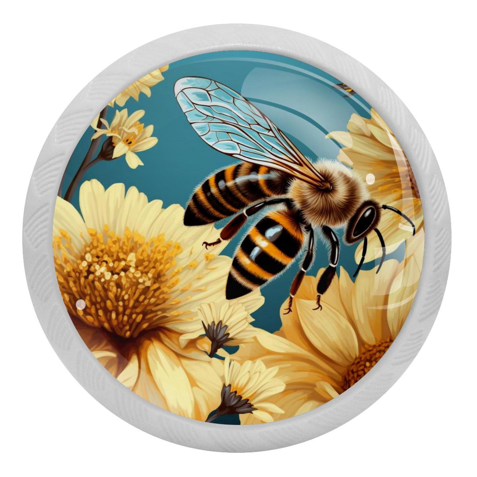 Bee Fluorescent Drawer Pulls with Screws: Round 4-Pack Glow-in-the-Dark ...