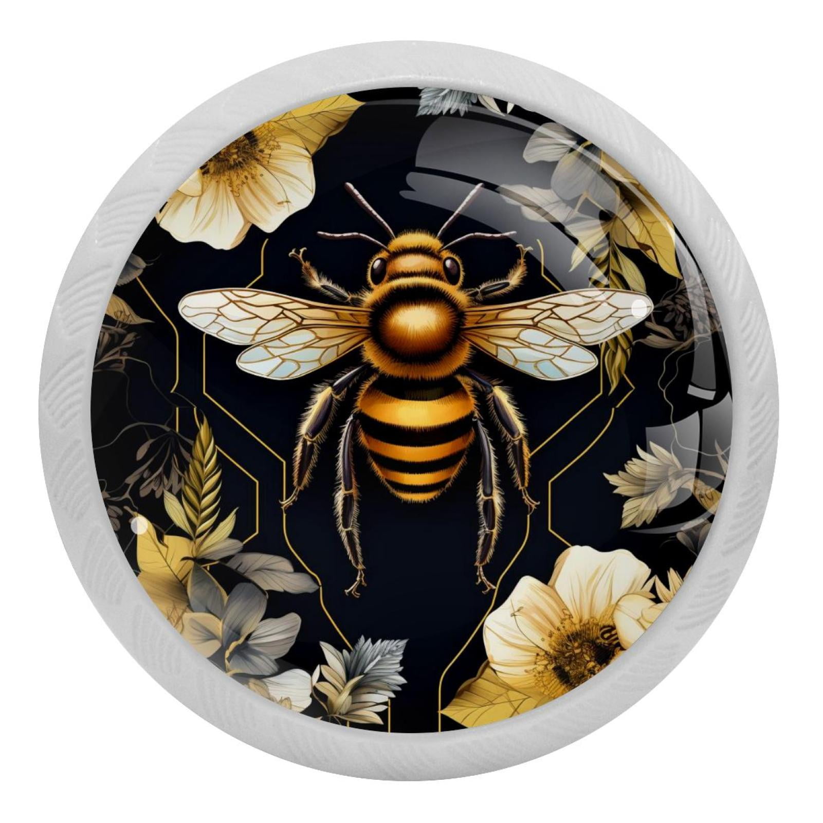 Bee Fluorescent Drawer Pulls with Screws: Round 4-Pack Glow-in-the-Dark ...