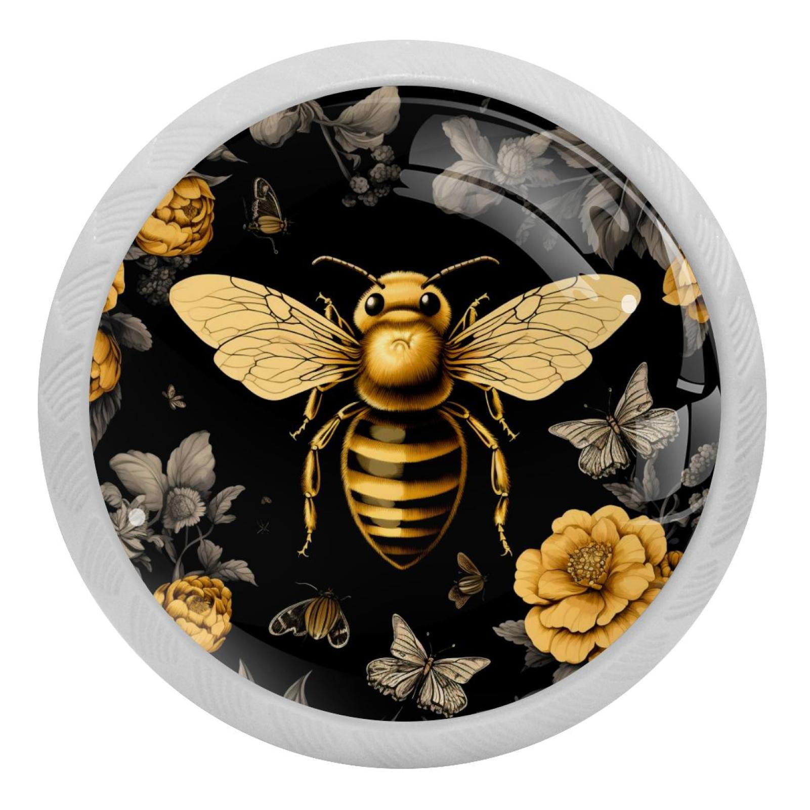 Bee Fluorescent Drawer Pulls with Screws: Round 4-Pack Glow-in-the-Dark ...