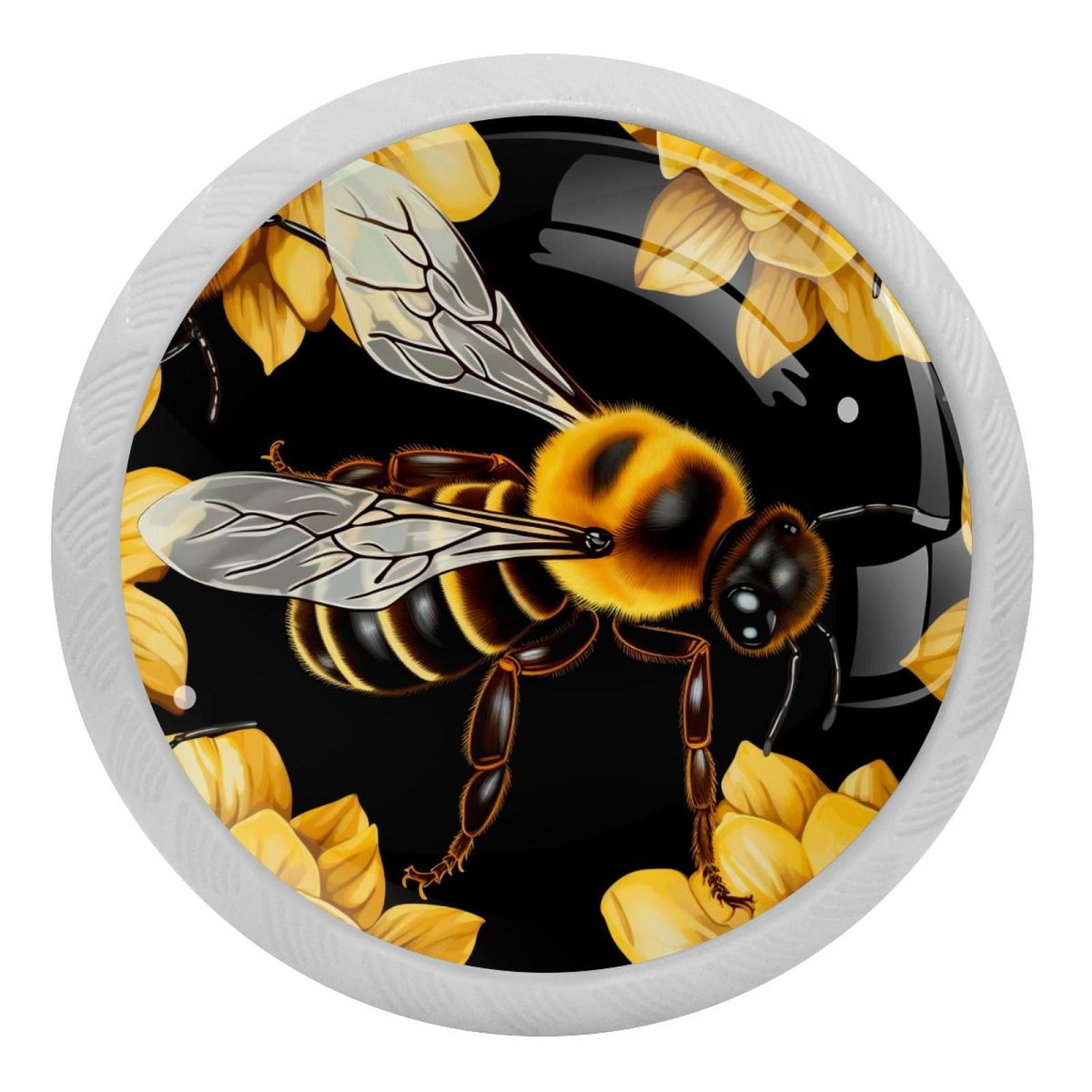 Bee Fluorescent Drawer Pulls with Screws: Round 4-Pack Glow-in-the-Dark ...