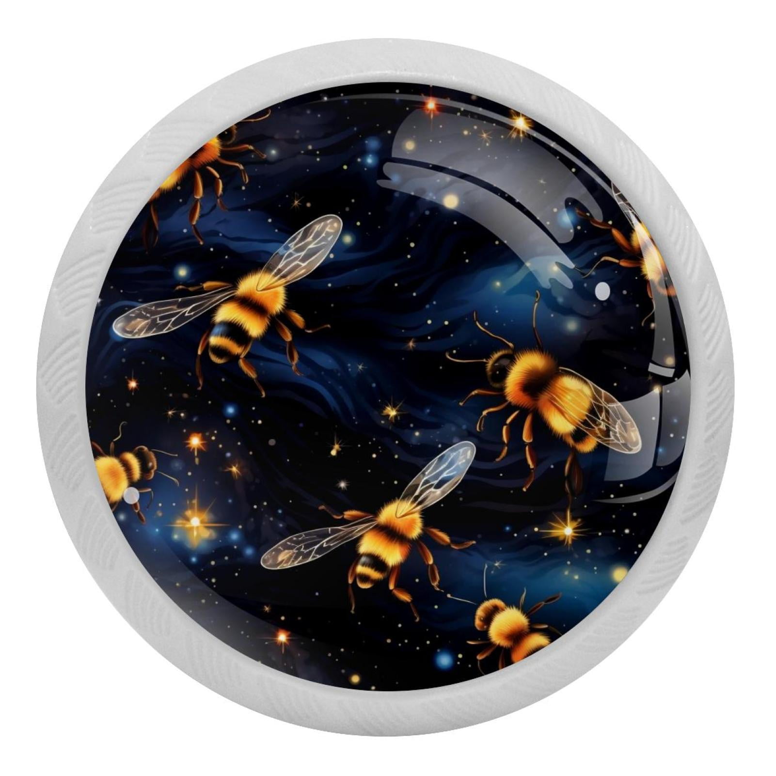 Bee Fluorescent Drawer Pulls with Screws: Round 4-Pack Glow-in-the-Dark ...