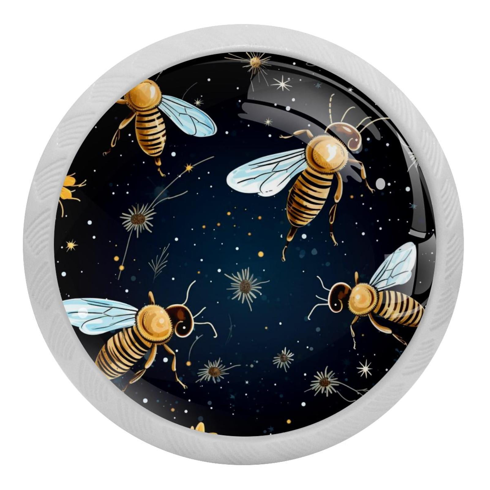 Bee Fluorescent Drawer Pulls with Screws: Round 4-Pack Glow-in-the-Dark ...