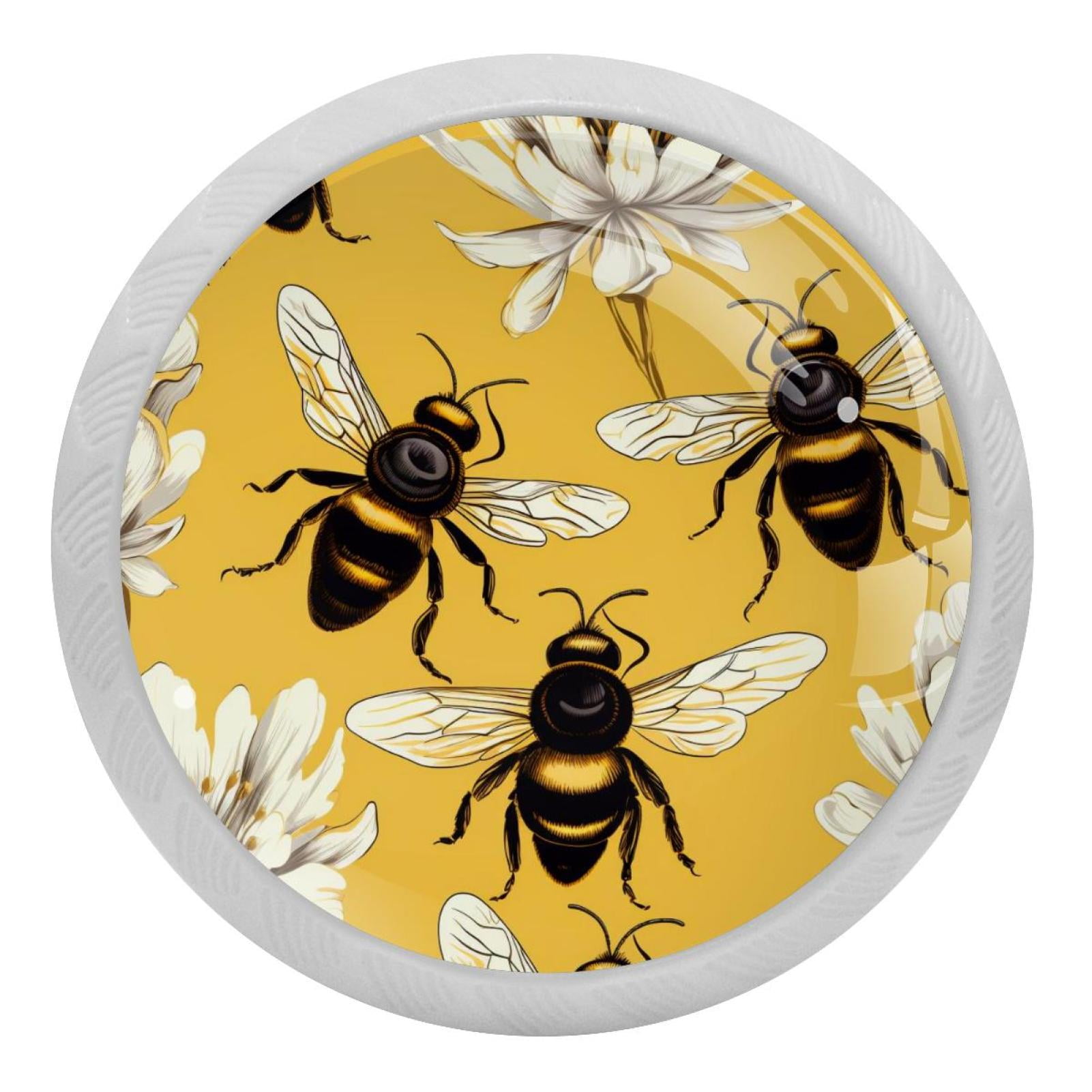 Bee Fluorescent Drawer Pulls with Screws: Round 4-Pack, Glow-in-the ...