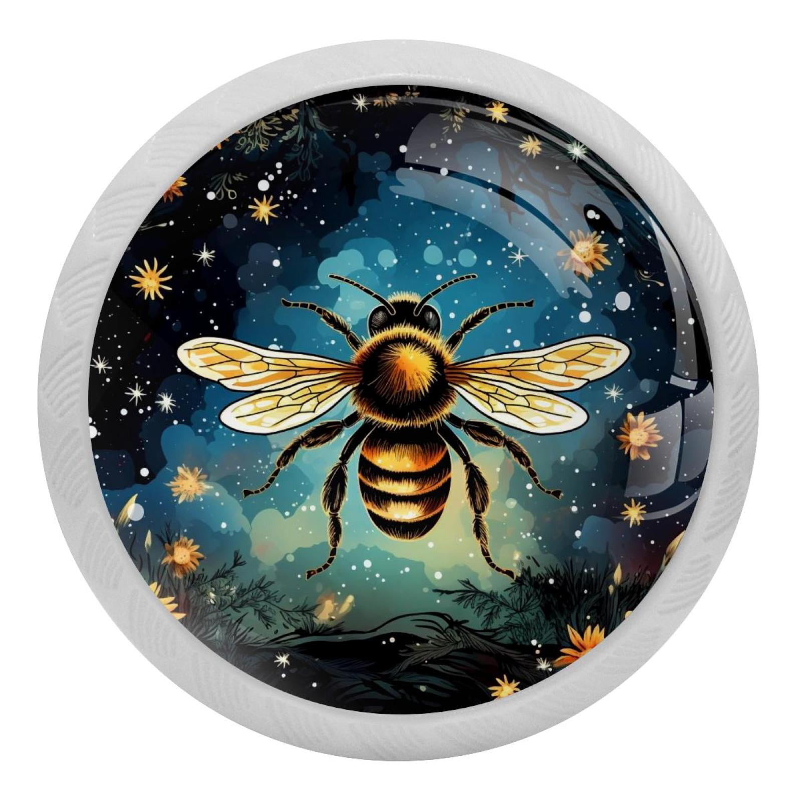 Bee Fluorescent Drawer Pulls with Screws: Round 4-Pack Glow-in-the-Dark ...