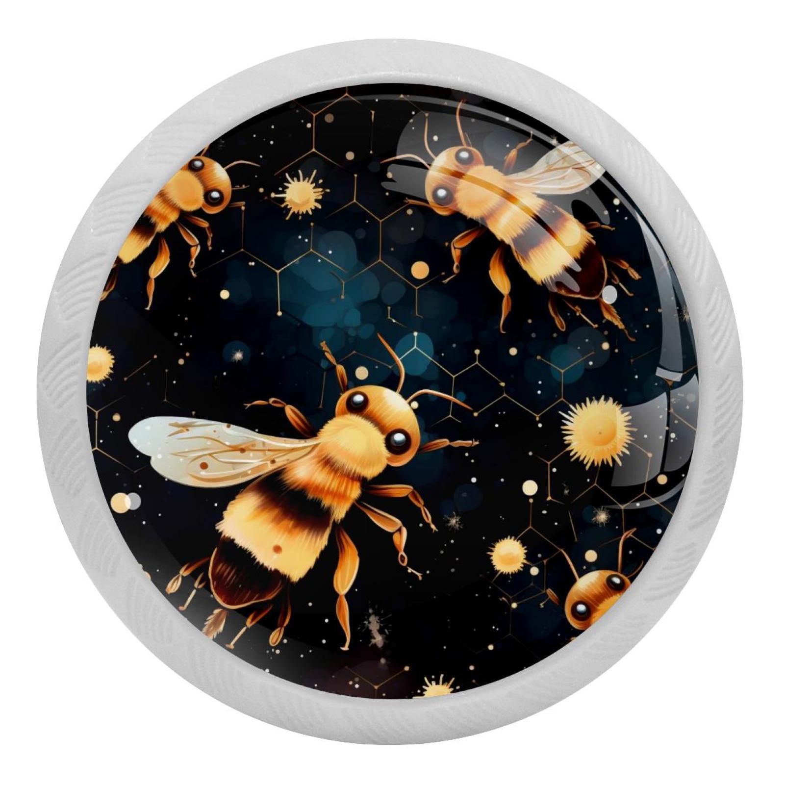 Bee Fluorescent Drawer Pulls with Screws - Round 4-Pack - Glow-in-the ...