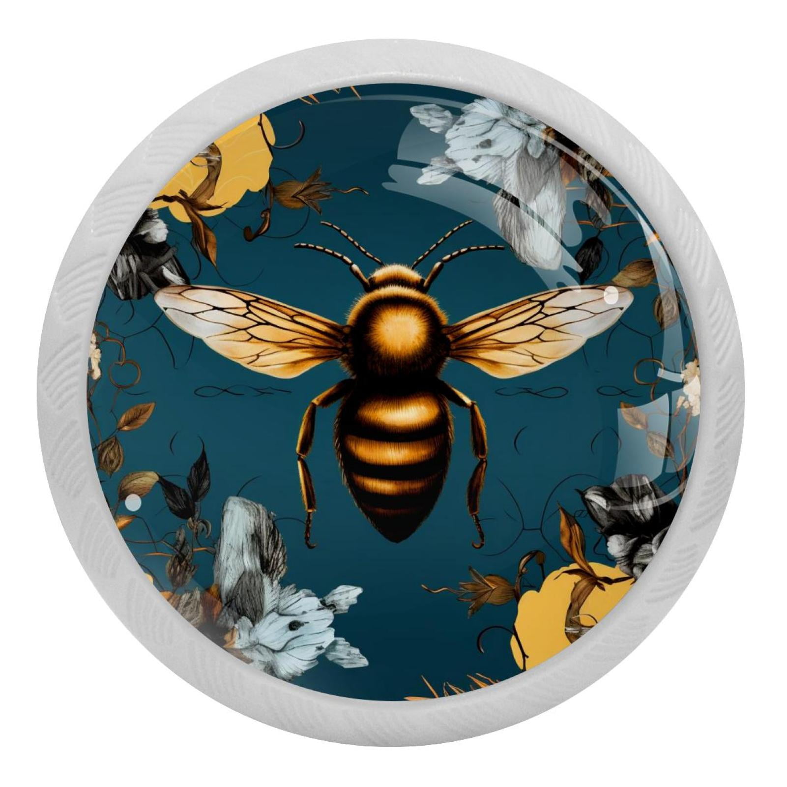 Bee Fluorescent Drawer Pulls with Screws - Round 4-Pack - Glow-in-the ...