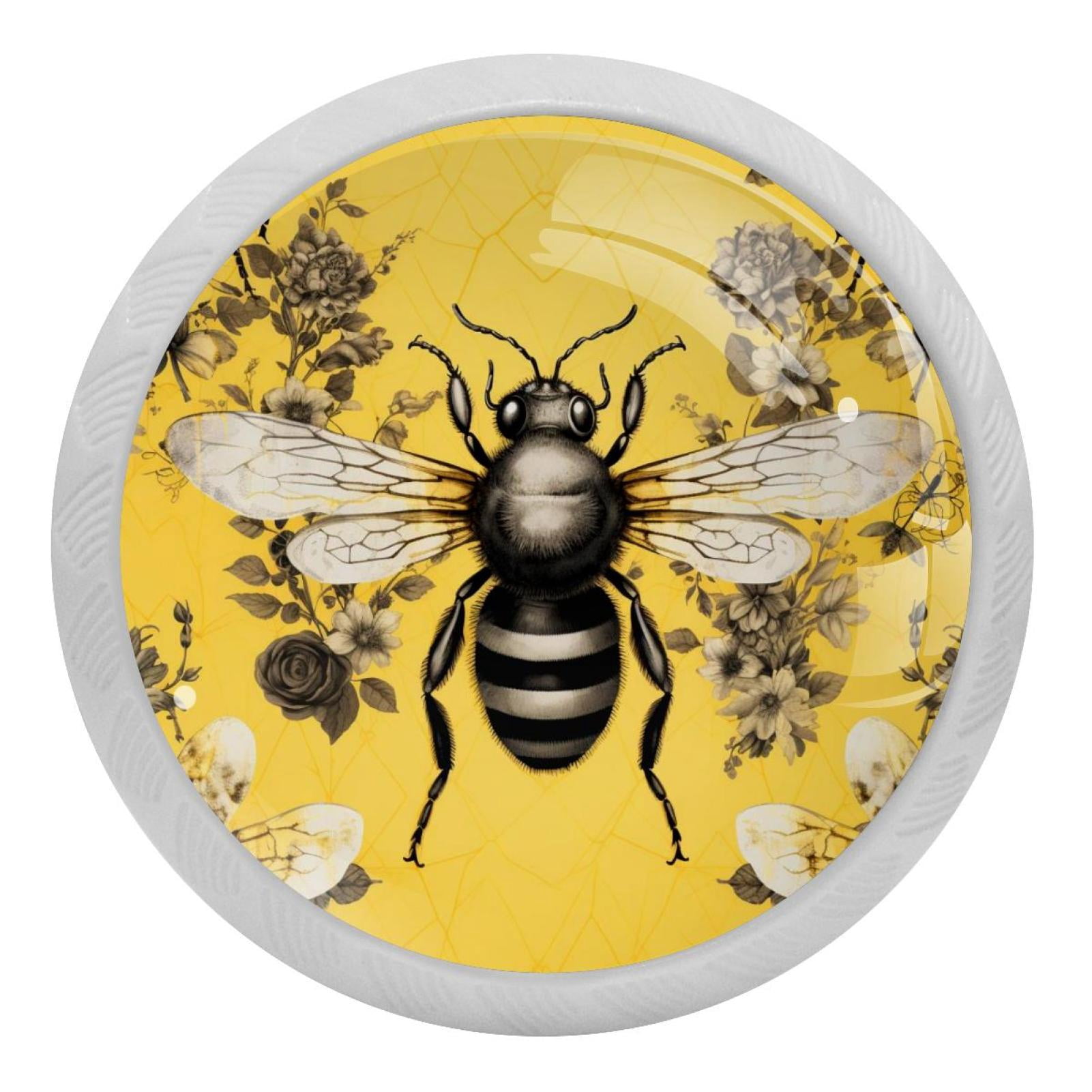 Bee Fluorescent Drawer Pulls with Screws - Round 4-Pack - Glow-in-the ...