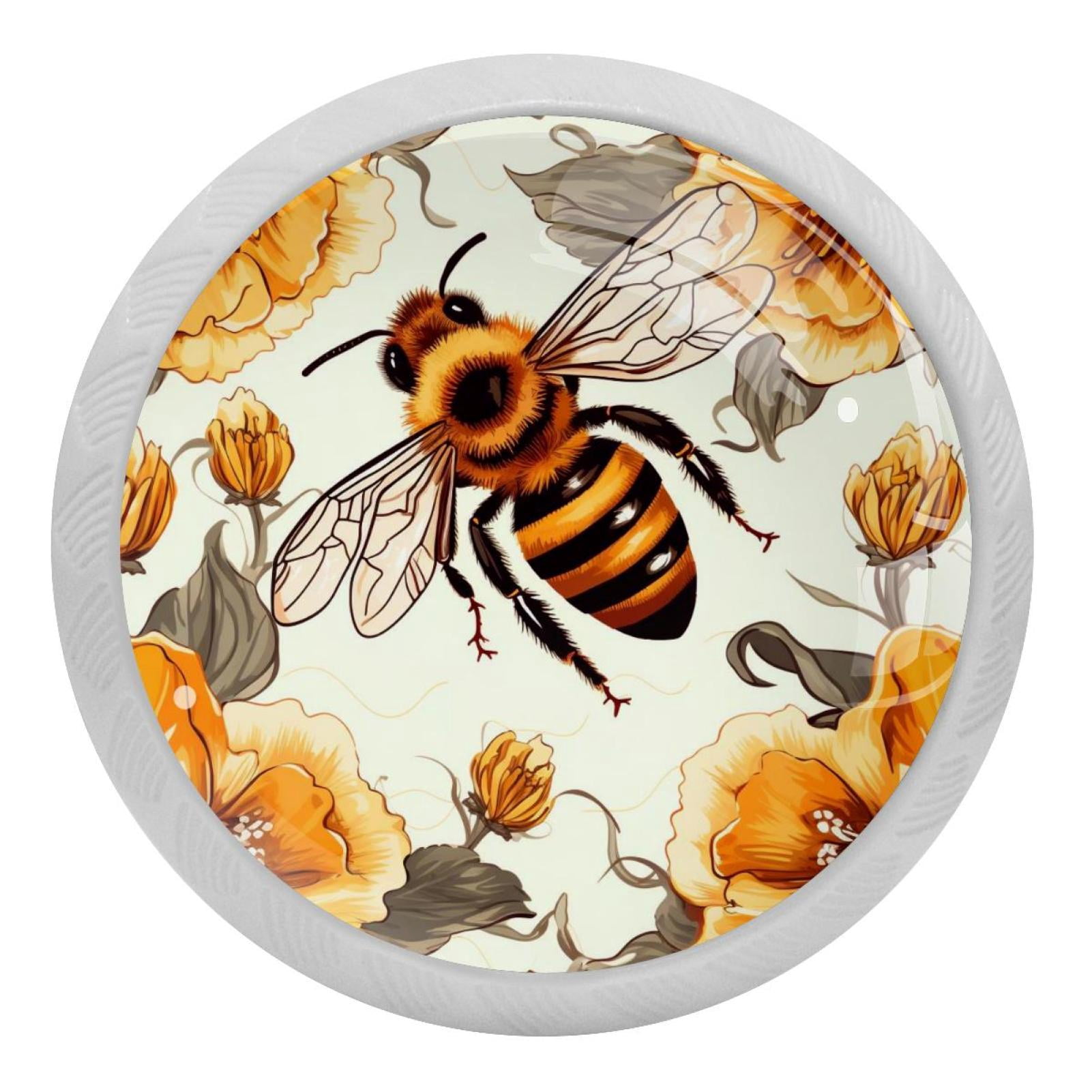 Bee Fluorescent Drawer Pulls with Screws - Round 4-Pack - Glow-in-the ...