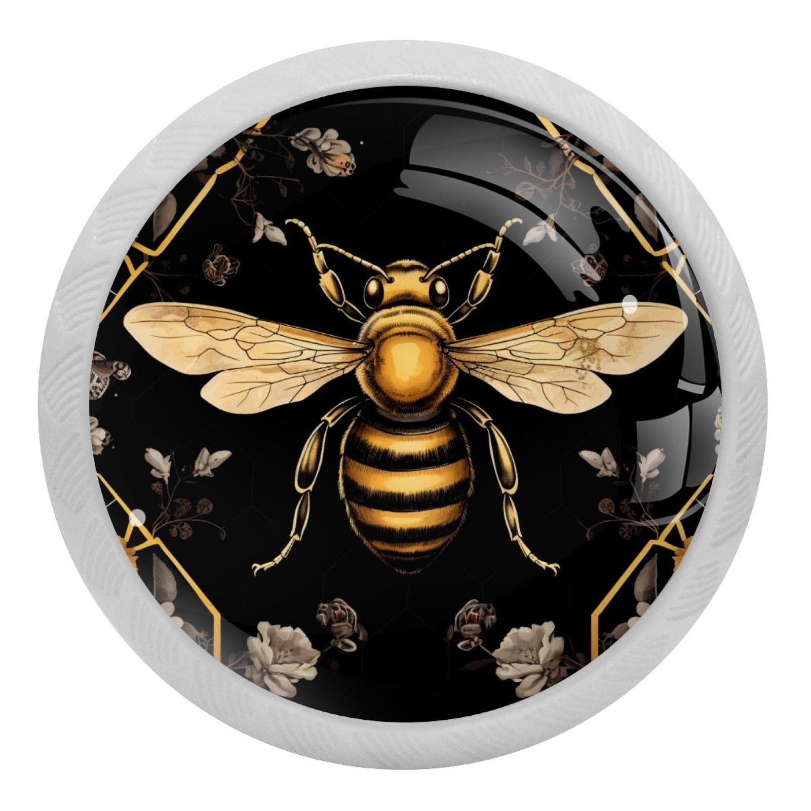 Bee Fluorescent Drawer Pulls with Screws - Round 4-Pack - Glow-in-the ...