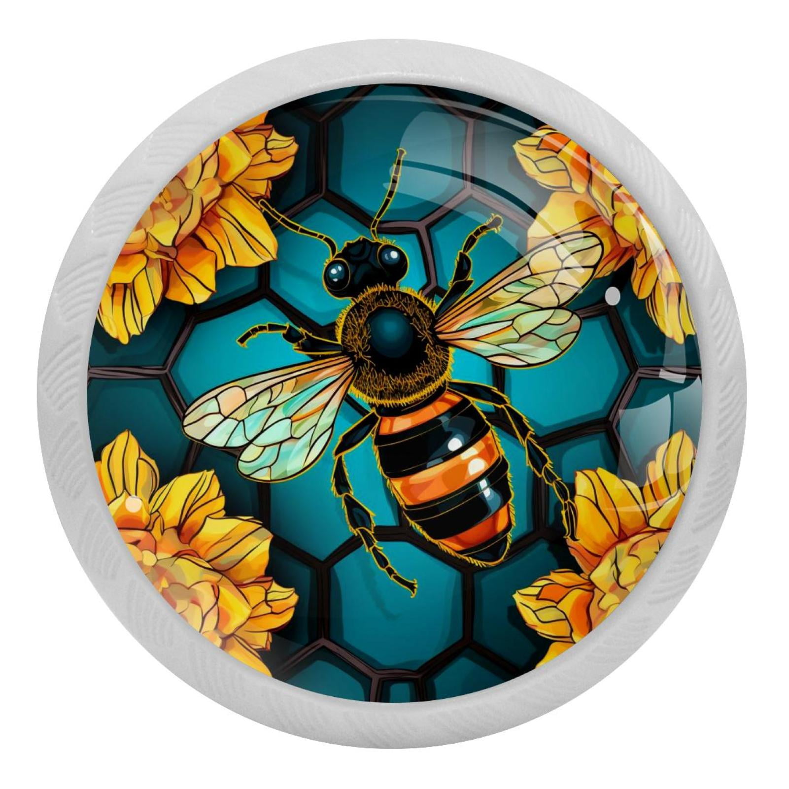 Bee Fluorescent Drawer Pulls with Screws - Round 4-Pack, Glow-in-the ...