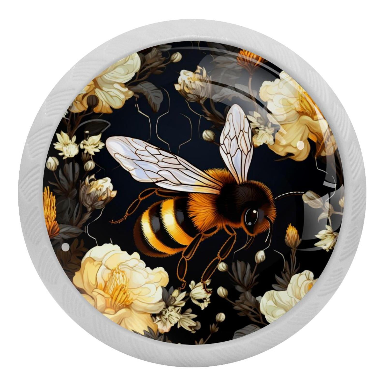 Bee Fluorescent Drawer Pulls with Screws - Round 4-Pack, Glow-in-the ...