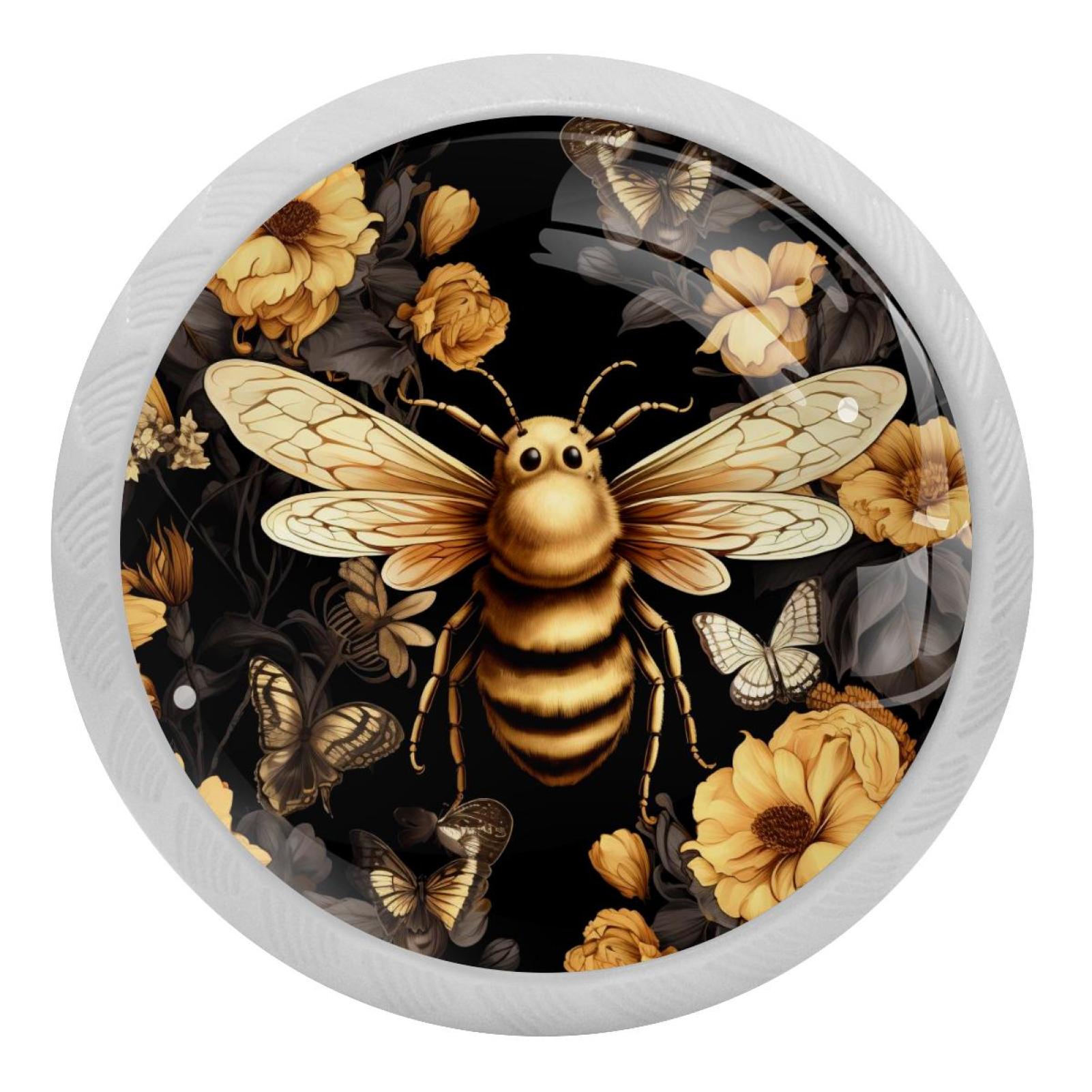 Bee Fluorescent Drawer Pulls with Screws - Round 4-Pack, Glow-in-the ...