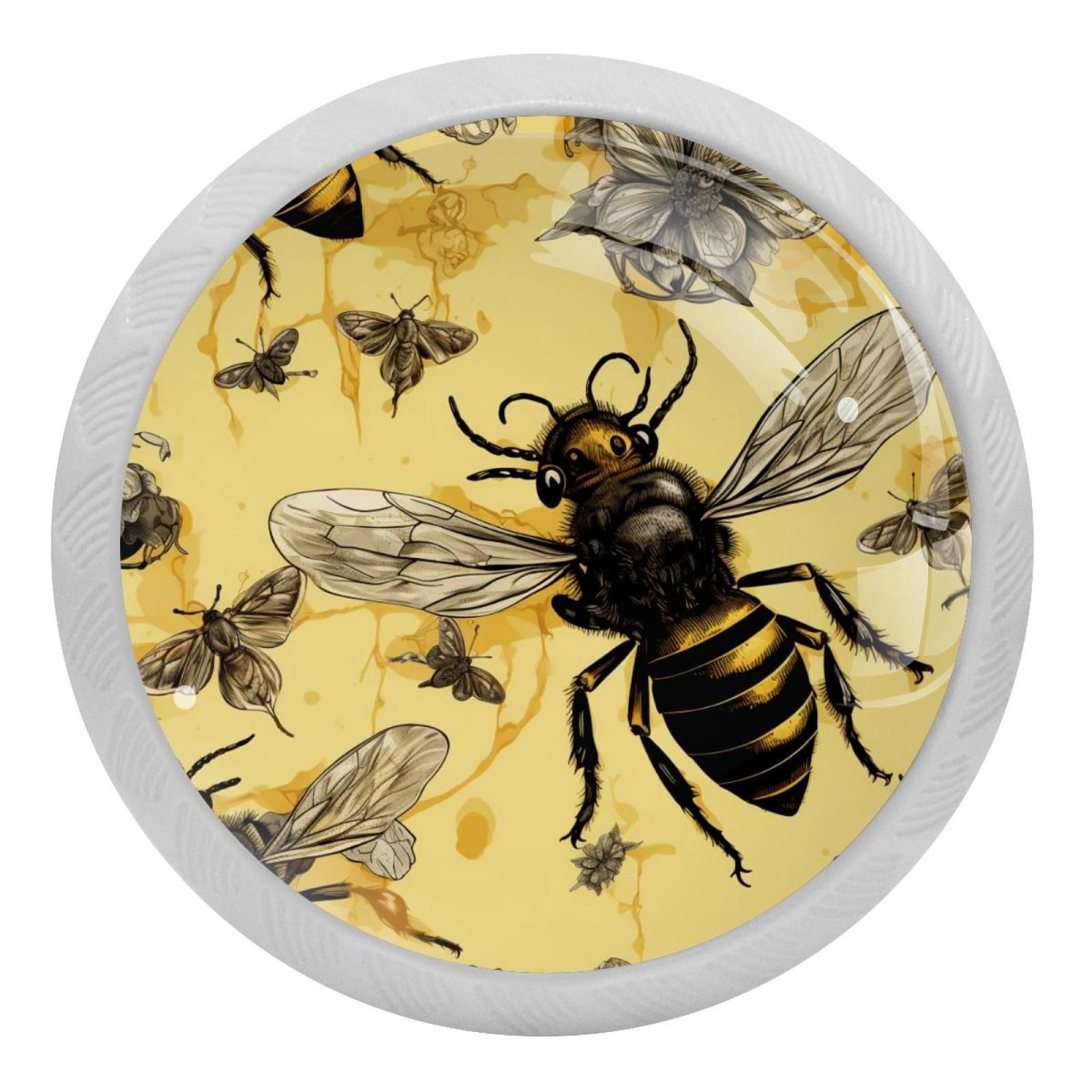 Bee Fluorescent Glow-in-the-Dark Cabinet Door Knobs - Round 4-Pack ...