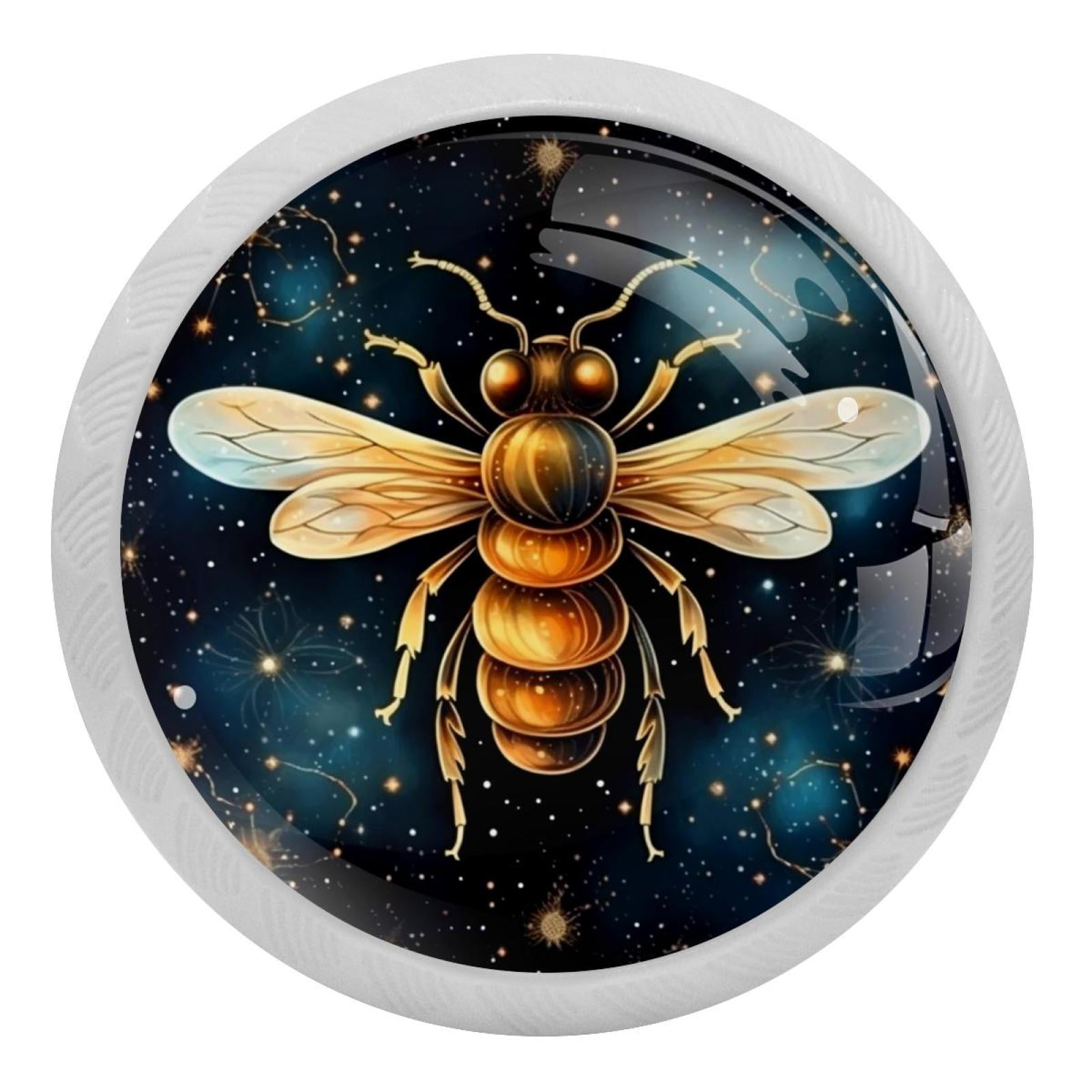 Bee Fluorescent Glow-in-the-Dark Drawer Pulls: 4-Pack Round Knobs with ...