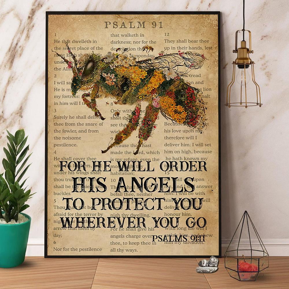 Bee For He Will Order His Angels To Protect You Paper Poster No Frame ...