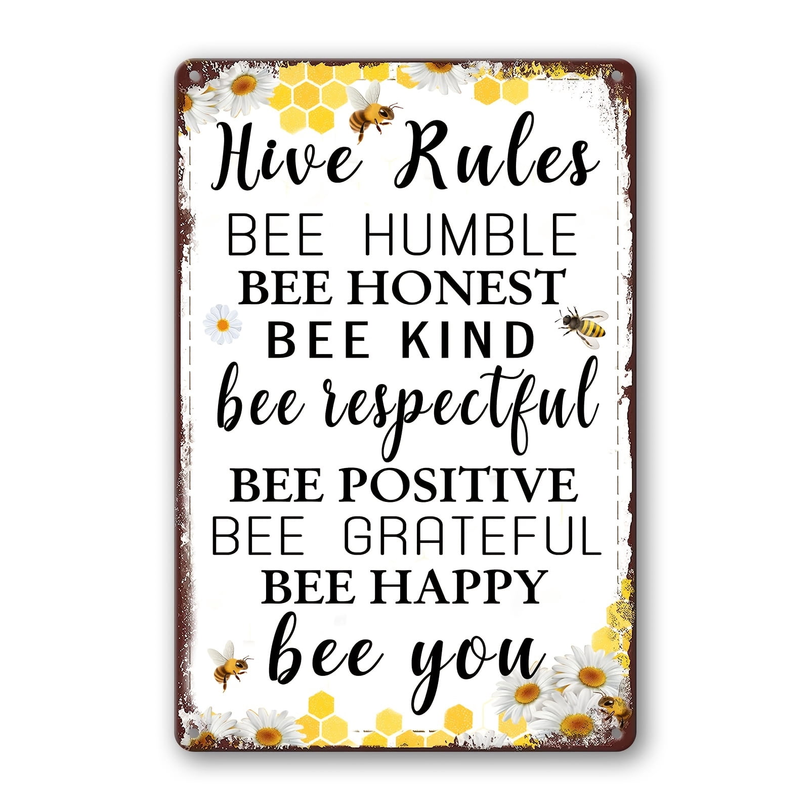 Bee Garden Decor Bee Hive Rules Sign For Home Honey Bee Decorations ...