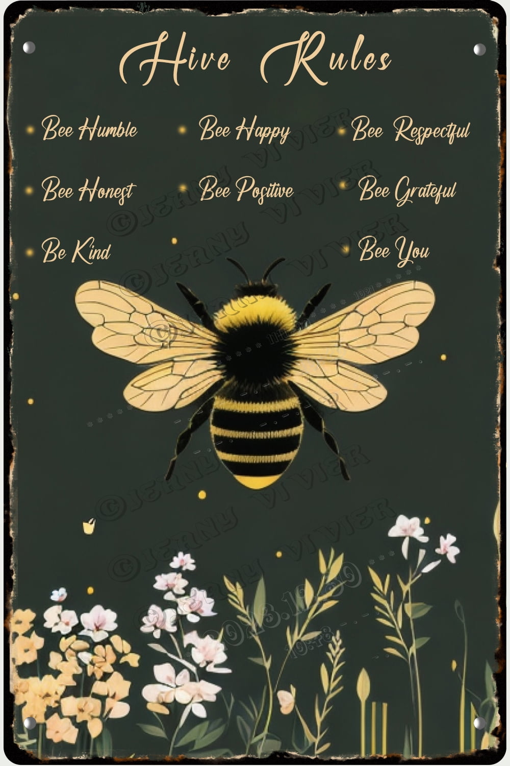 Bee Garden Decor Bee Hive Rules Sign for Home Honey Bee Decorations ...