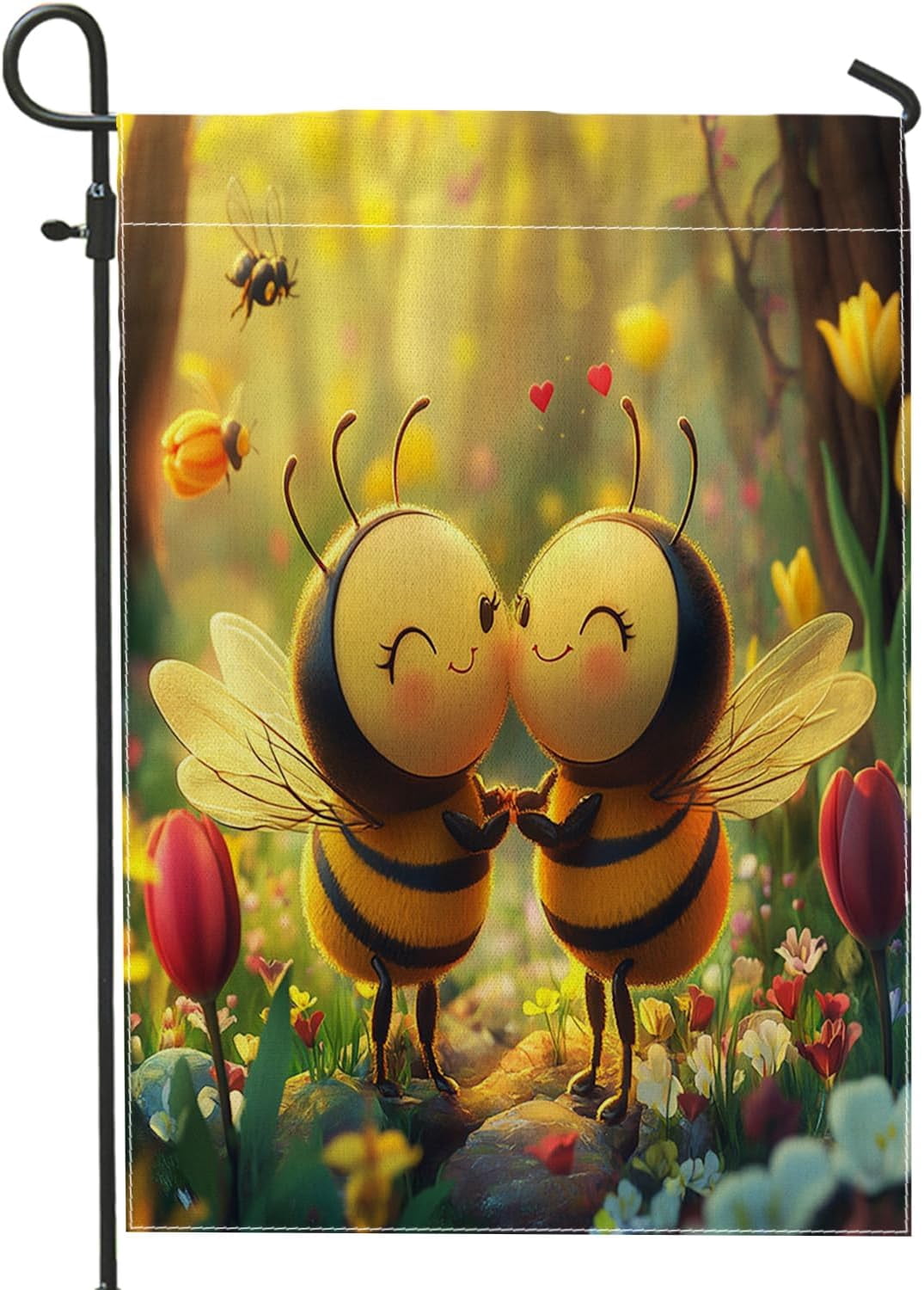 Bee Garden Flag 12x18 Inch Double Sided Outdoor House Flag With Cartoon ...