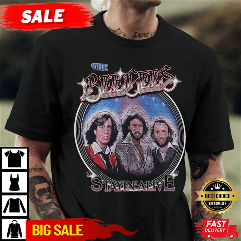 Bee Gees Band Vintage Stayin Alive 70s Band Best T-shirt - Walmart.com