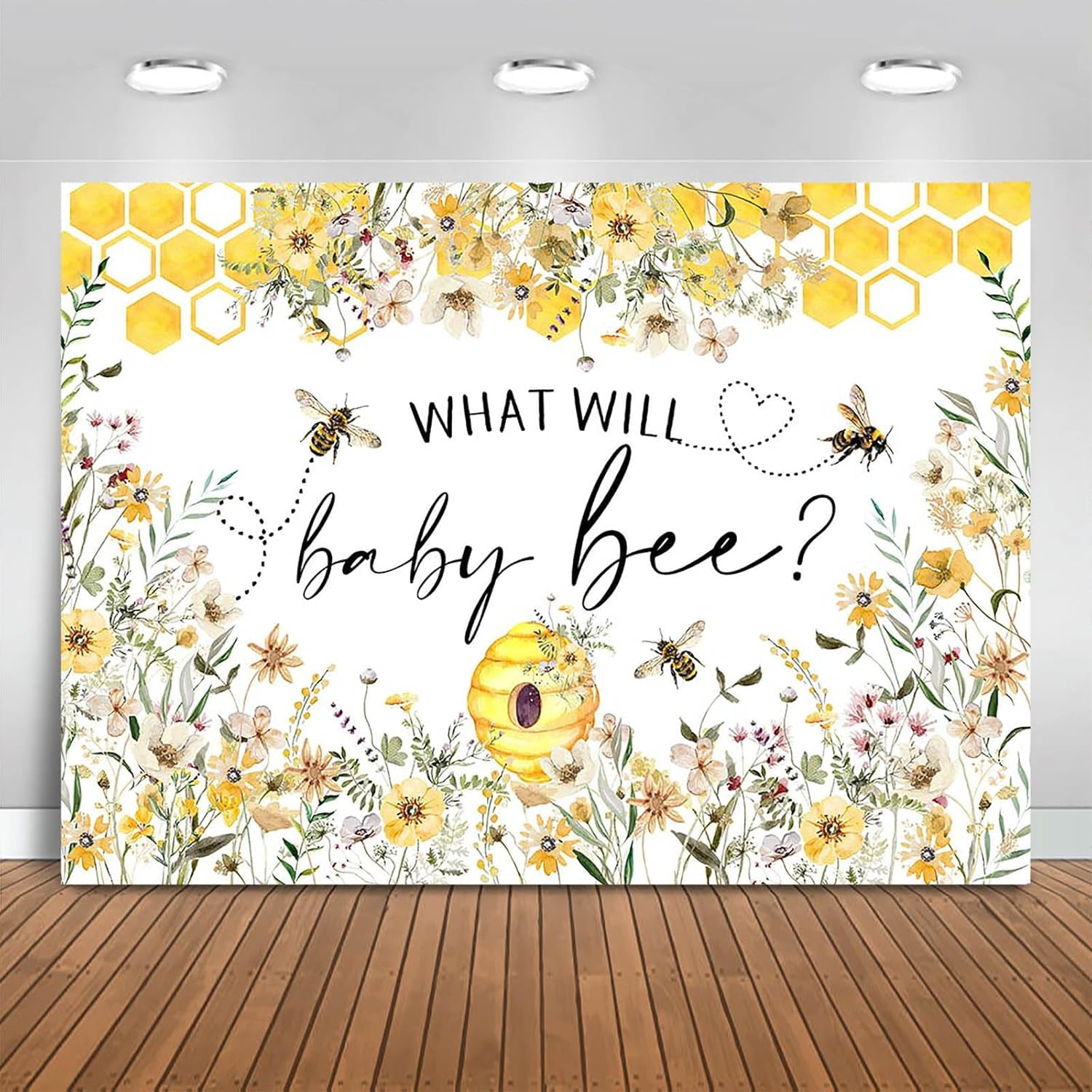 Bee Gender Reveal Backdrop What Will Baby Bee Gender Reveal Party ...