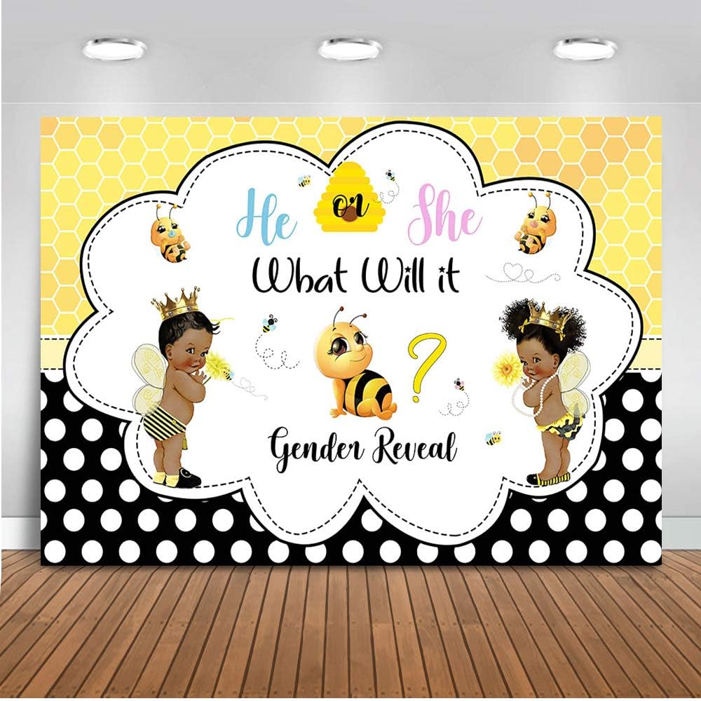 Bee Gender Reveal Backdrop What Will It Bee Photography Background 7x5ft He or She Bee Gender ...