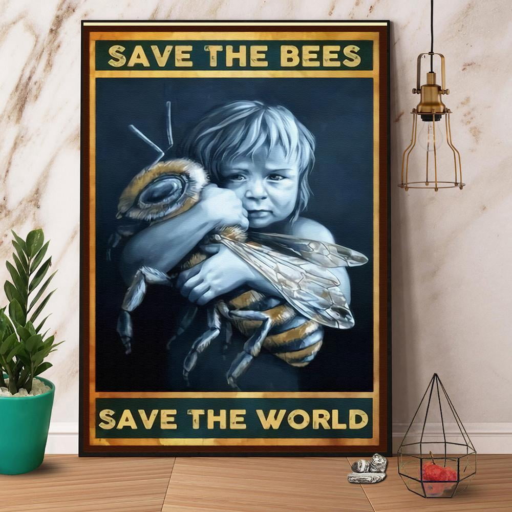 Bee & Girl Save The Bees Save The World Paper Poster No Frame Matte ...