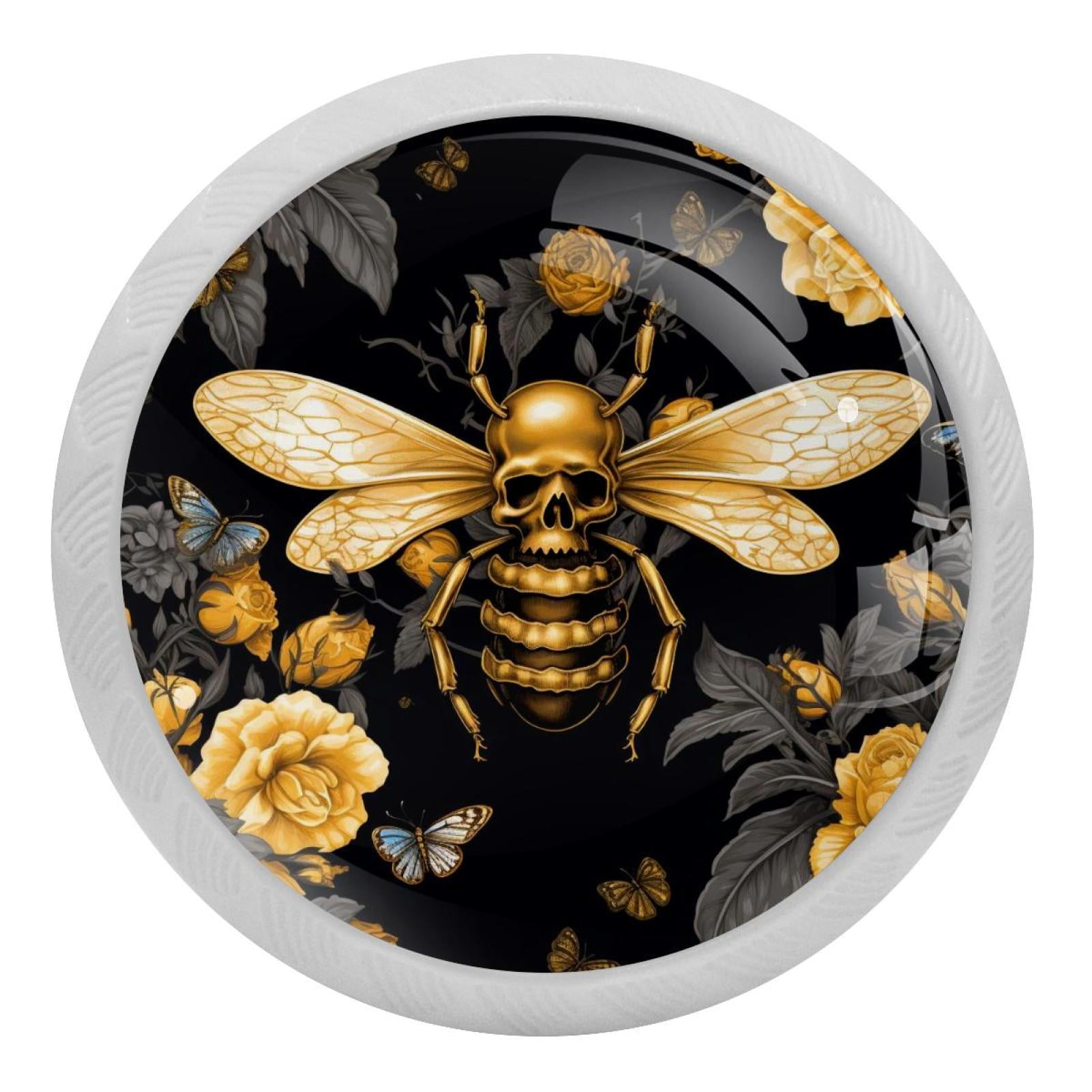 Bee Glow-in-the-Dark Fluorescent Drawer Pulls - Round 4-Pack - Suitable ...