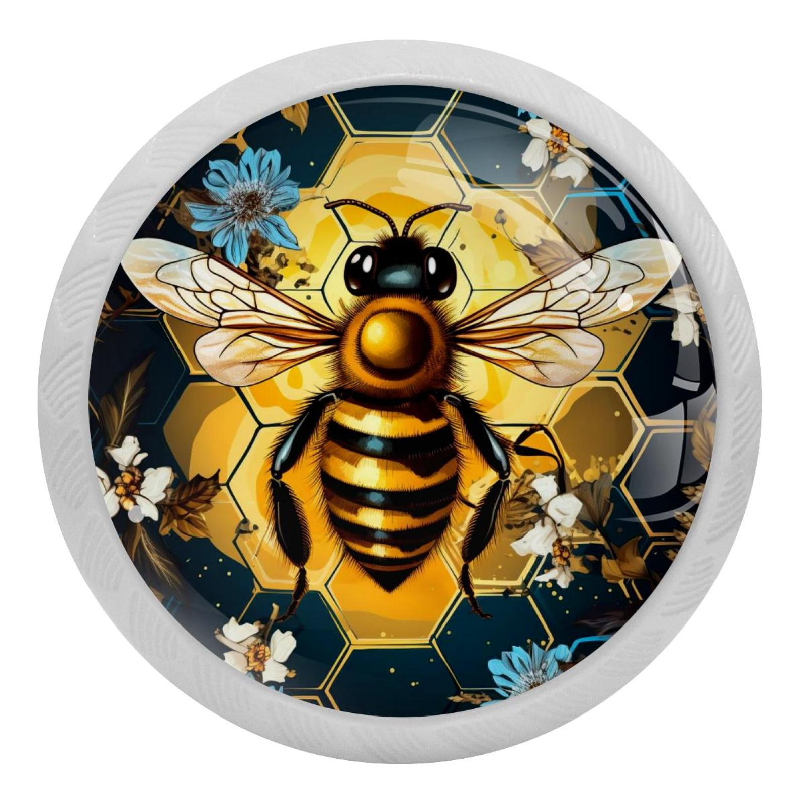 Bee Glow-in-the-Dark Fluorescent Drawer Pulls with Screws - 4-Pack ...