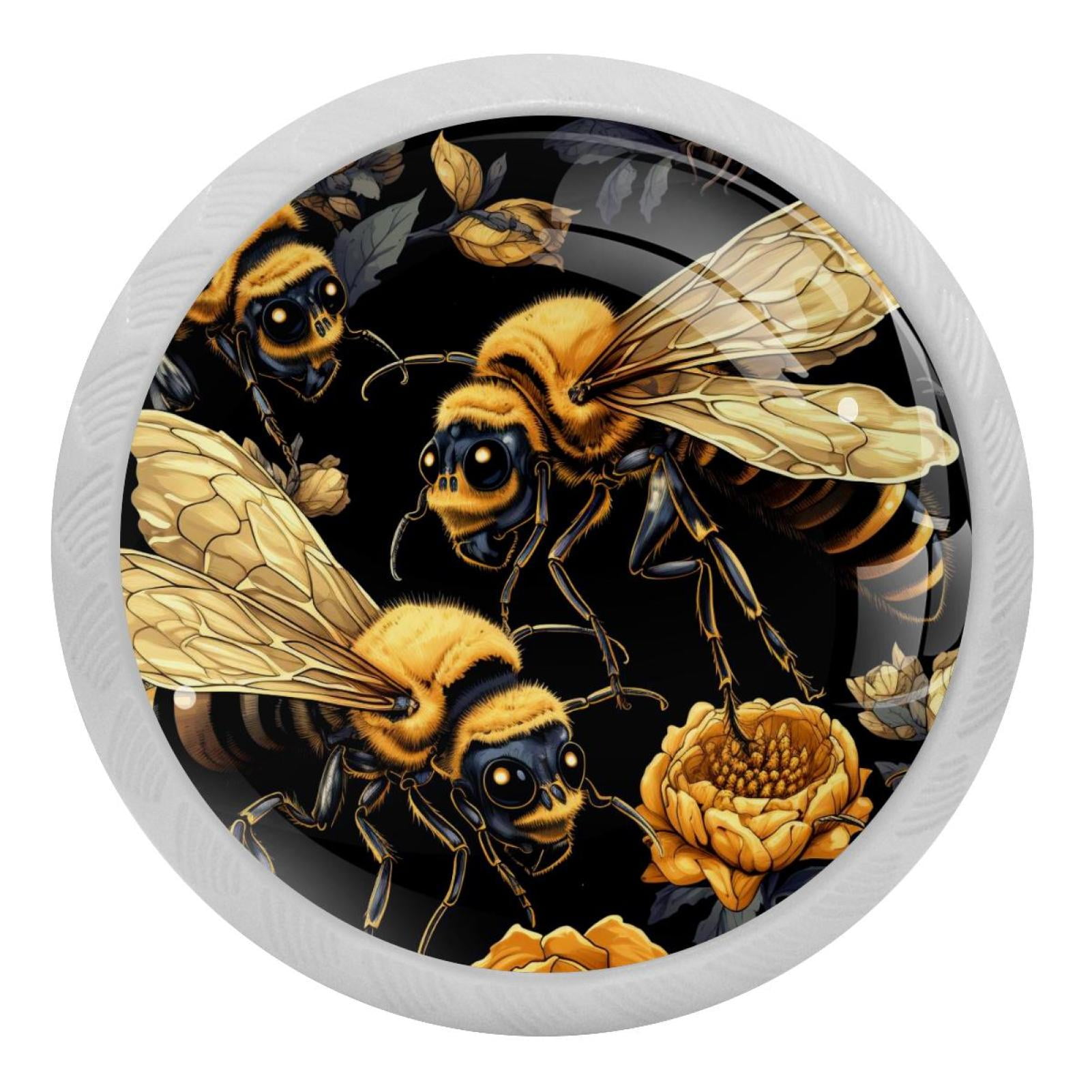 Bee Glow-in-the-Dark Fluorescent Drawer Pulls with Screws - 4-Pack ...