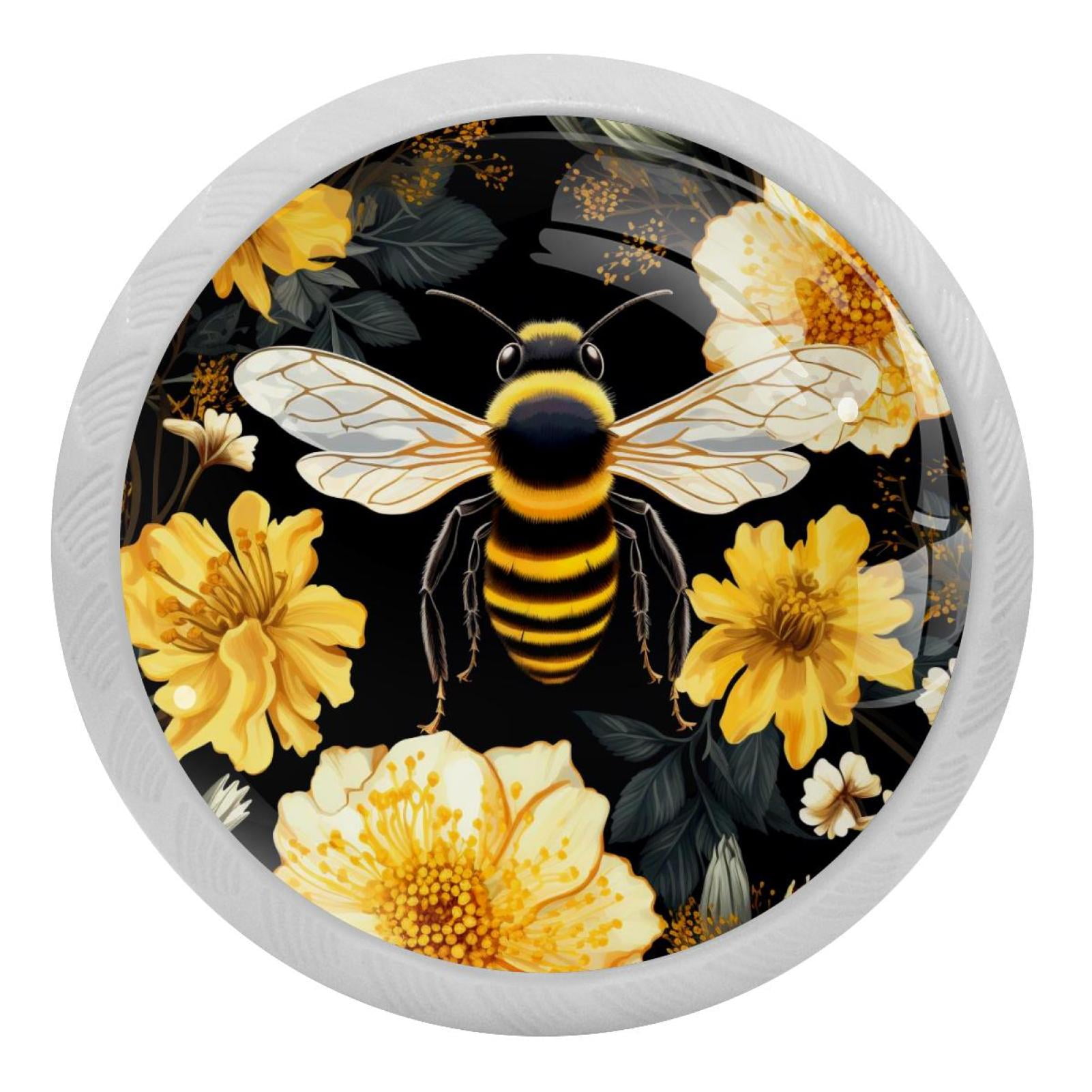Bee Glow-in-the-Dark Round Cabinet Knobs - Fluorescent Drawer Pulls 4 ...