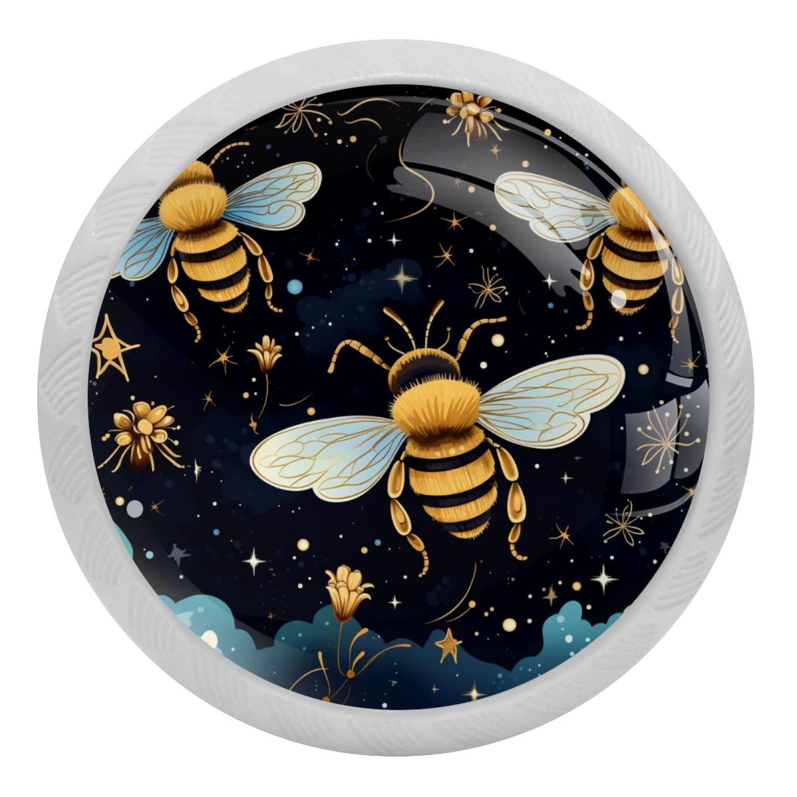 Bee Glow-in-the-Dark Round Drawer Pulls, 4-Pack - Fluorescent Cabinet ...