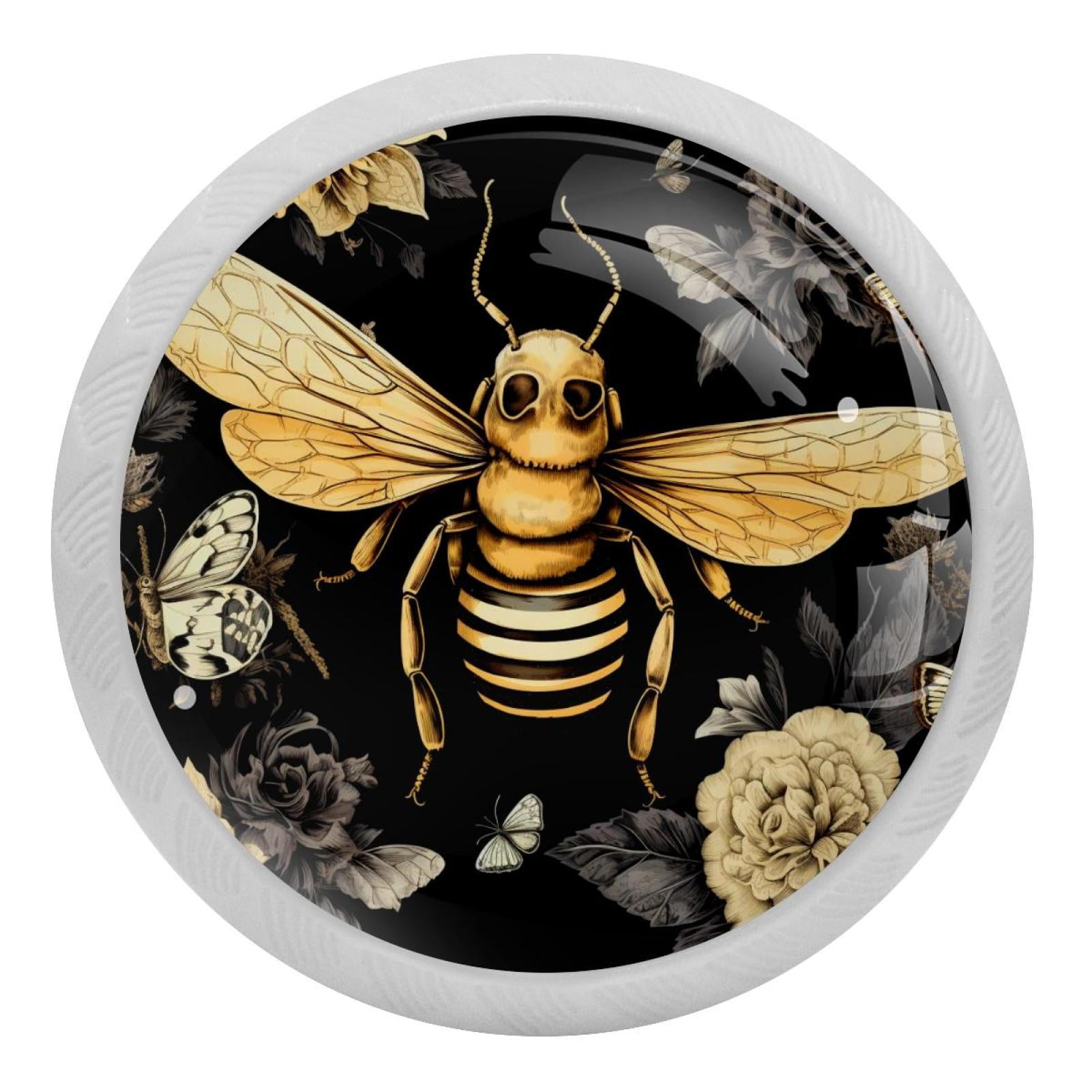 Bee Glow-in-the-Dark Round Drawer Pulls, 4-Pack - Fluorescent Cabinet ...