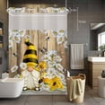 Bee Gnome Daisy Flower No Hook Shower Curtain with Snap in Liner Set ...