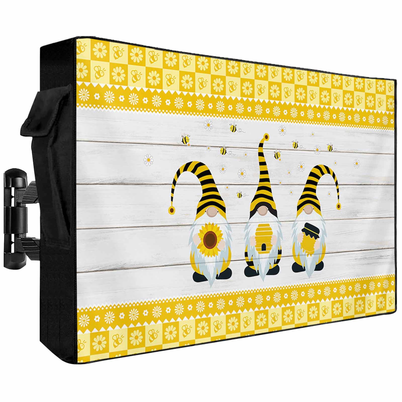 Bee Gnome Outdoor TV Cover 52 to 55 inch Daisy Flower Rustic Wood ...