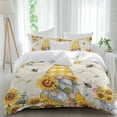 Bee Gnome Summer Sunflower Watercolor Yellow Floral California King ...