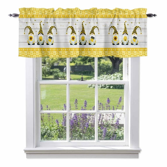 Bee Gnome Valances for Windows, Daisy Flower Rustic Wood Valance Window ...