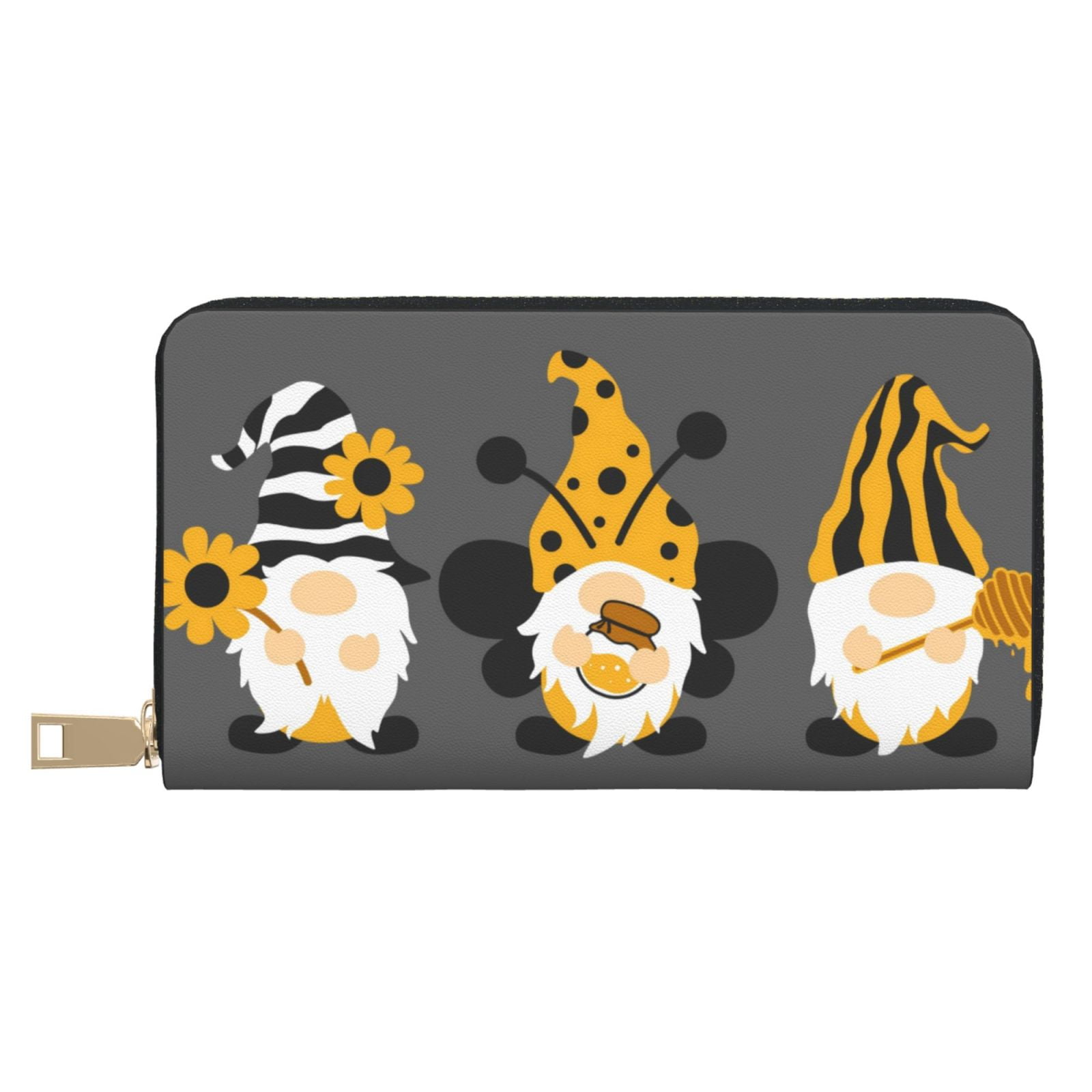 Bee Gnome With Sunflower Wallet Women, Leather Bifold Multi Card Wallet ...