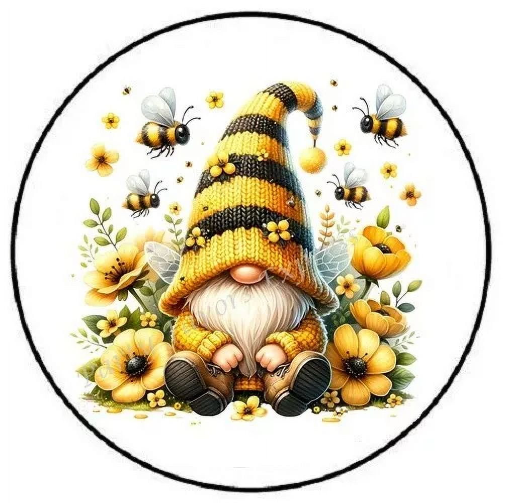 Bee Gnome With Sunflowers Stickers Party Favors Phone Decal Water ...