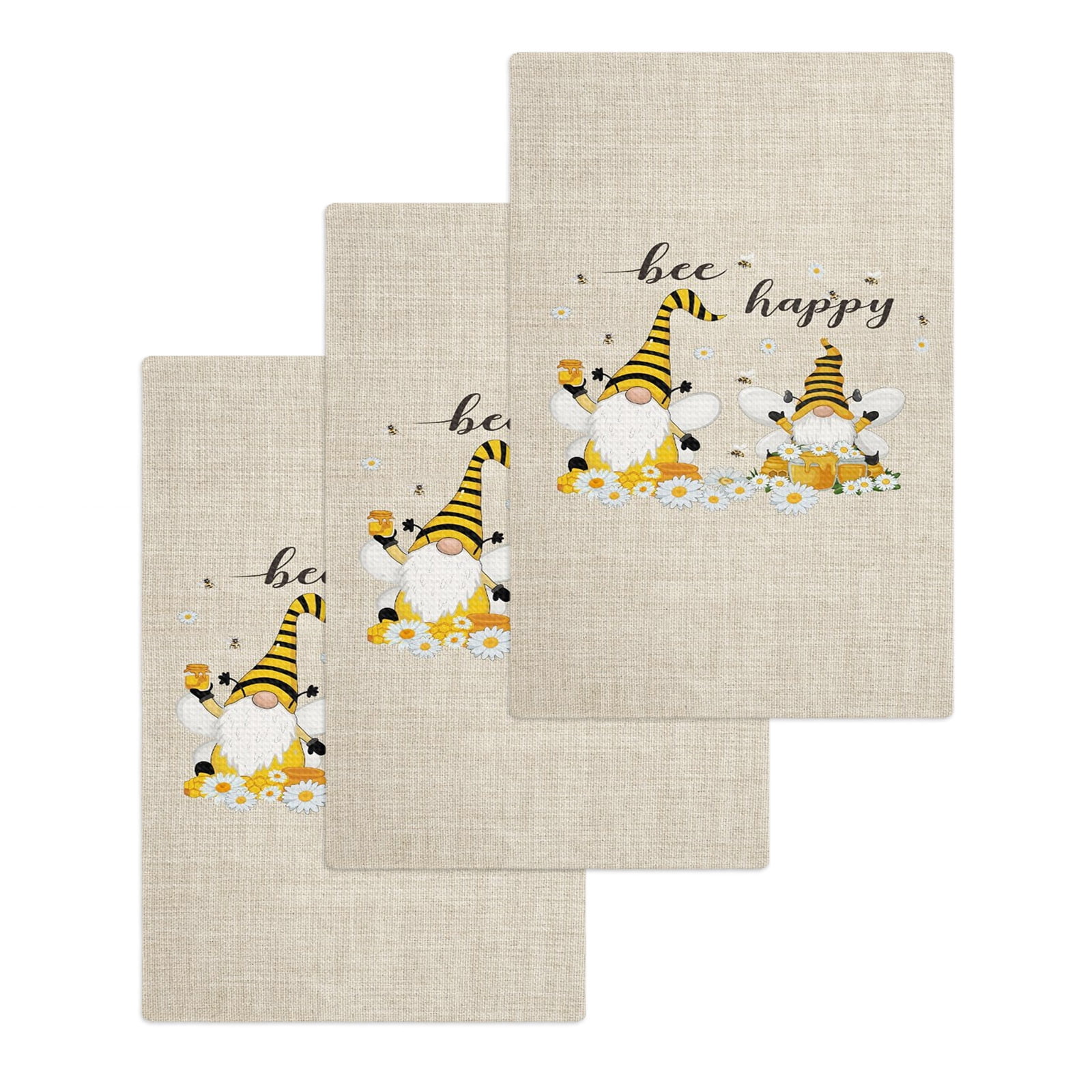 Bee Gnomes Kitchen Dish Towels for Drying Dishes Set of 3, Farmhouse ...