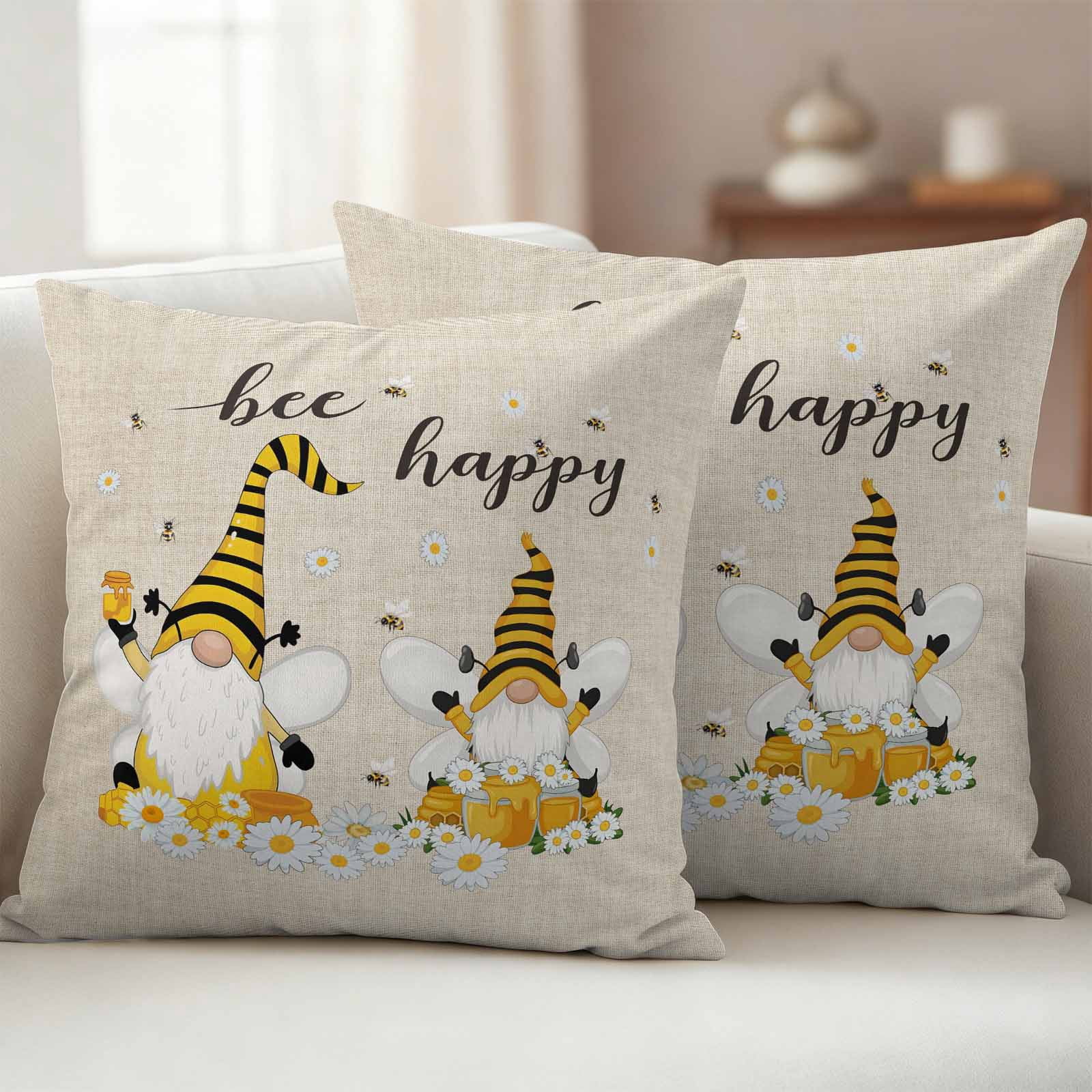 Bee Gnomes Outdoor Waterproof Throw Pillow Covers 18x18 Set of 2 ...