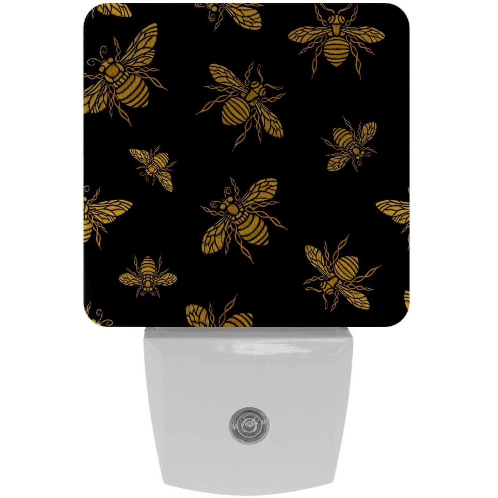 Bee Golden Embroidery LED Square Night Light - Compact and Energy ...
