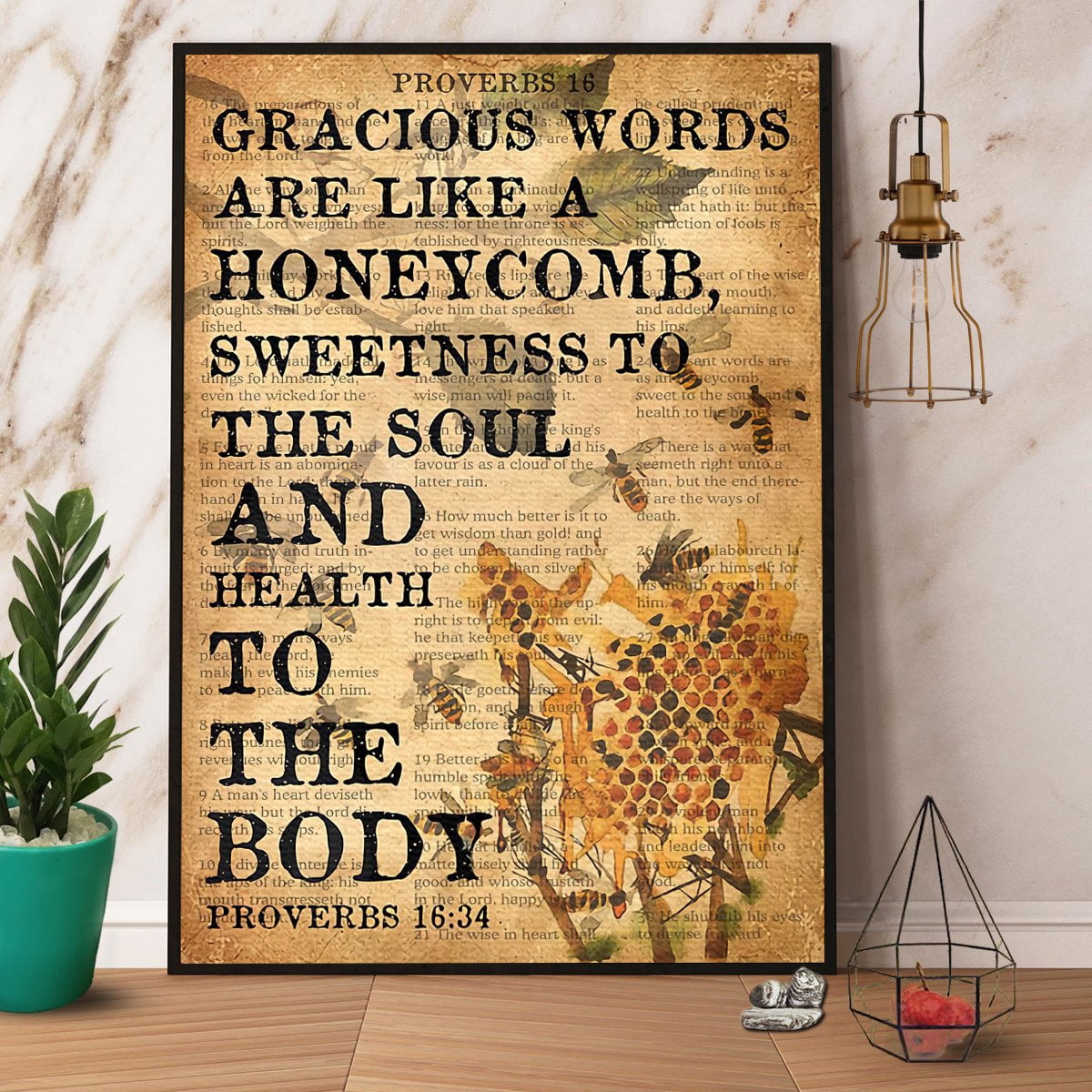 Bee Gracious Words Are Like A Honeycomb Paper Poster No Frame Matte ...