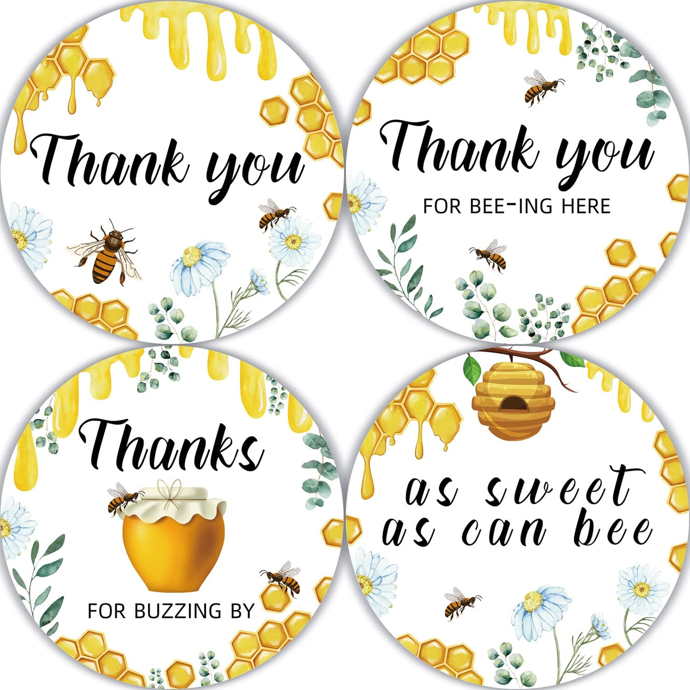 Bee Grateful Stickers Set - 80 Watercolor Bumble Bee Thank You Labels ...
