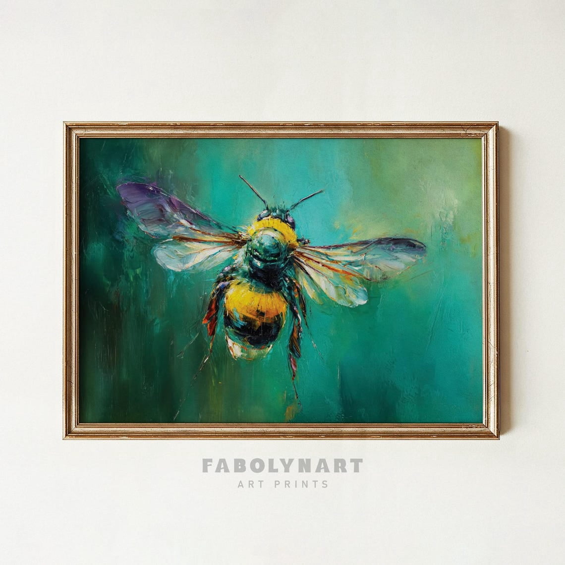 Bee Green Cottagecore Insect Decor Country Farmhouse, Stretched Canvas ...