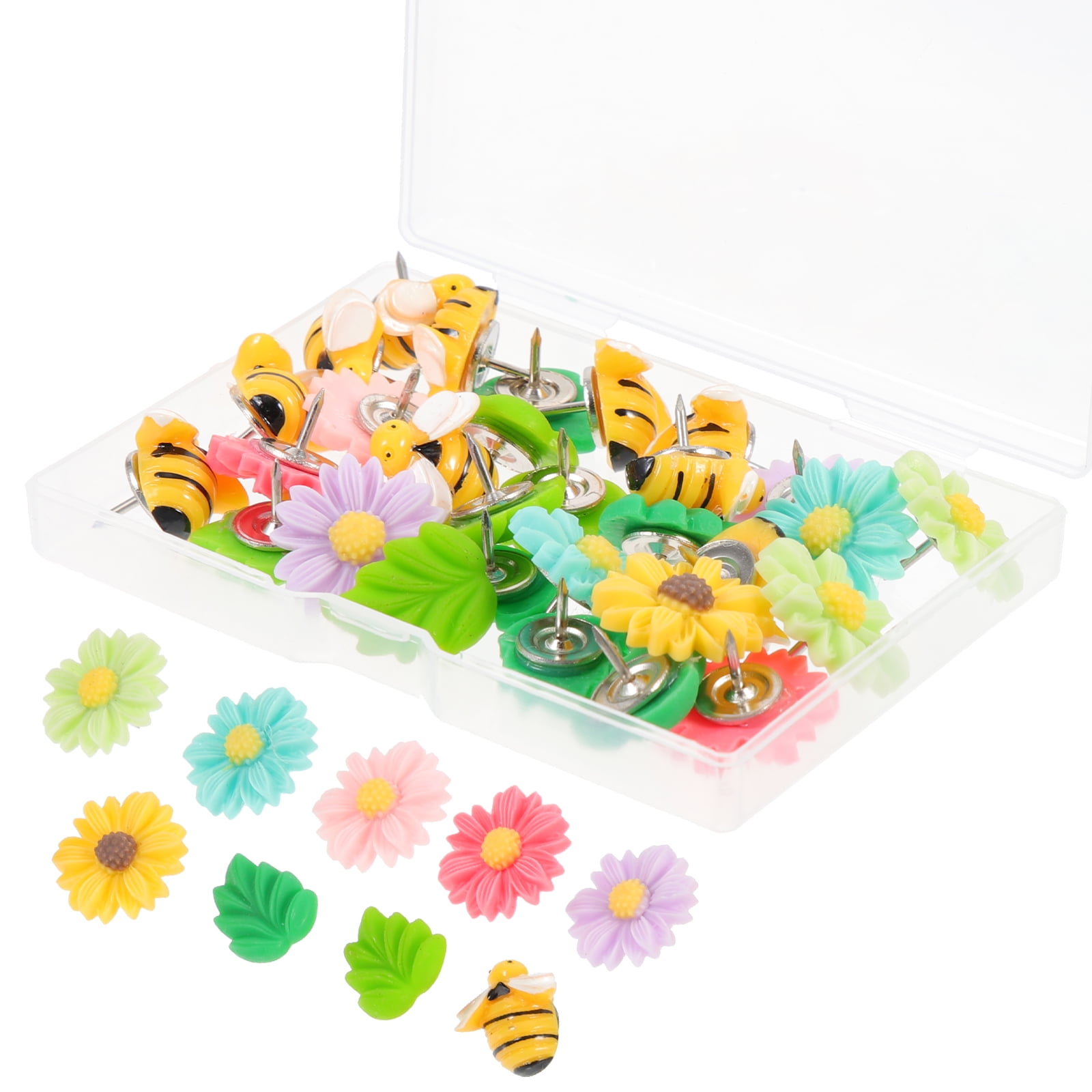 Bee Green Leaf Pushpin Cartoon Tacks Paper Pushpins Thumbtacks Resin ...