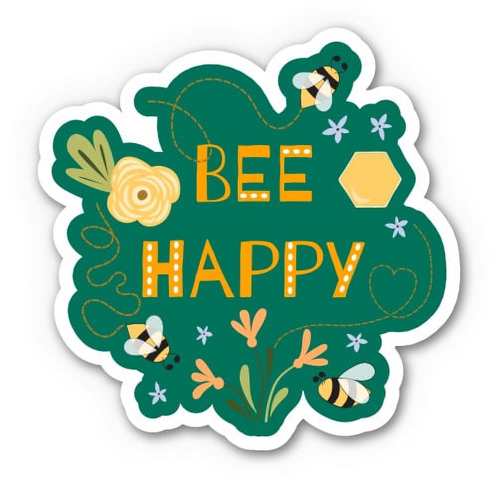 Bee Happy Cute Bees - 12" Vinyl Sticker Waterproof Decal - Walmart.com