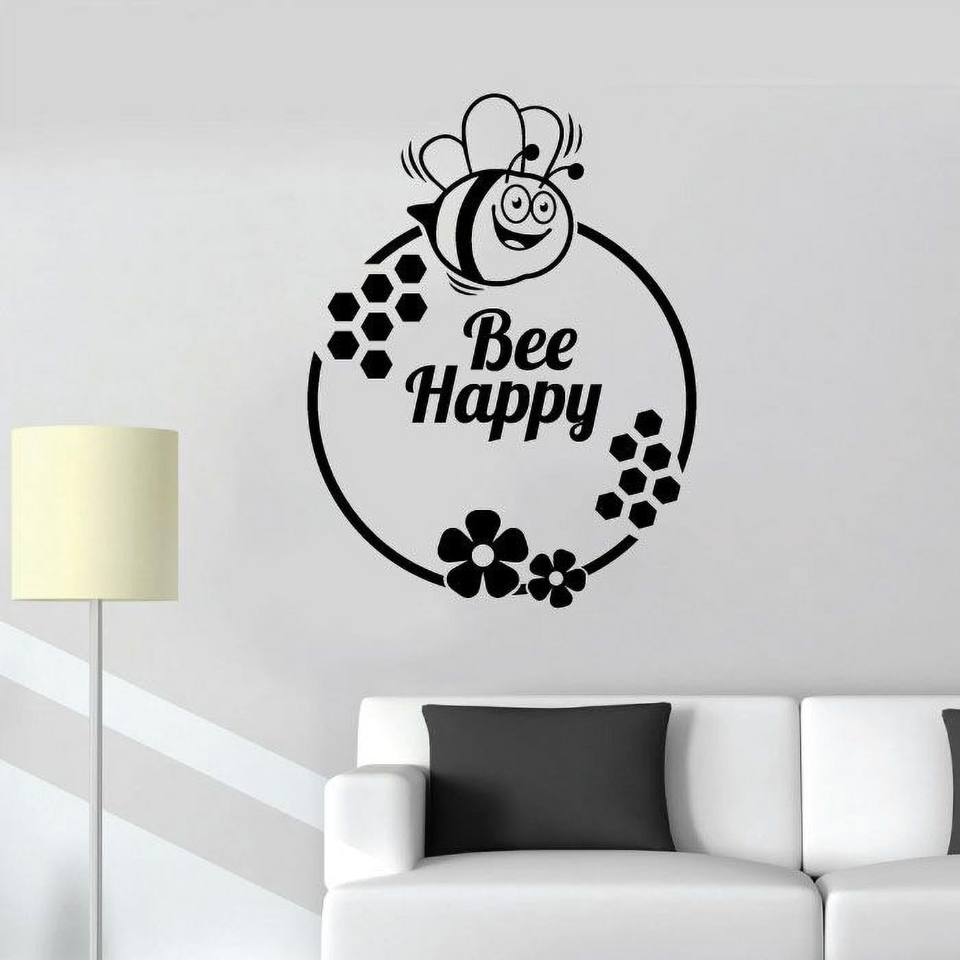Bee Happy Cute Smiling Bee Motivational Quote Inspirational Quotes Wall ...