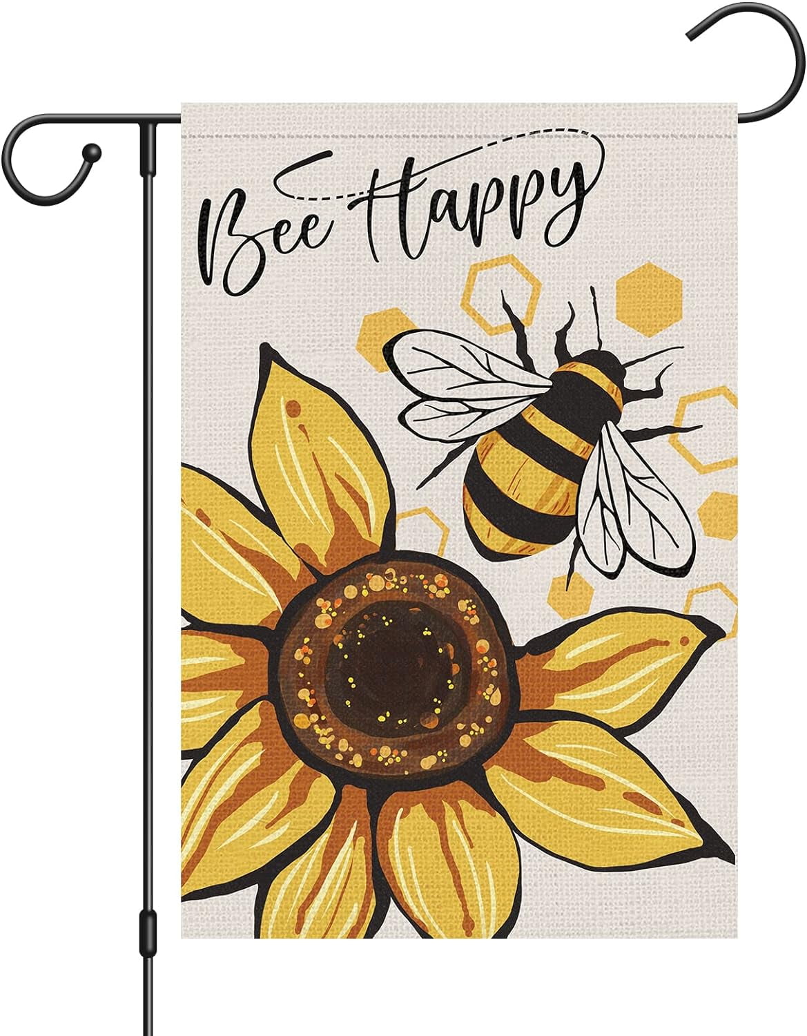 Bee Happy Garden Flag Double Sided Vertical, Small Welcome Spring ...
